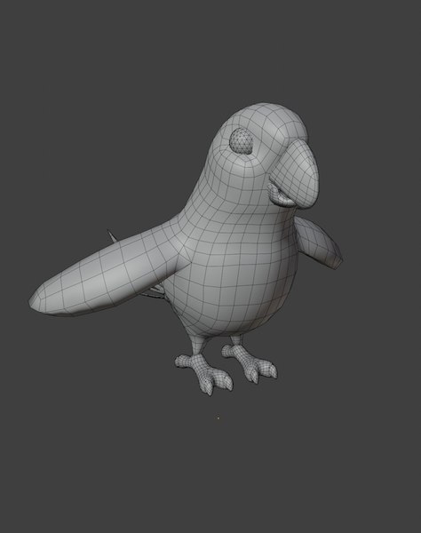 modelo 3d Modelo 3D de malla de base aparejada de loro Ara de dibujos ...