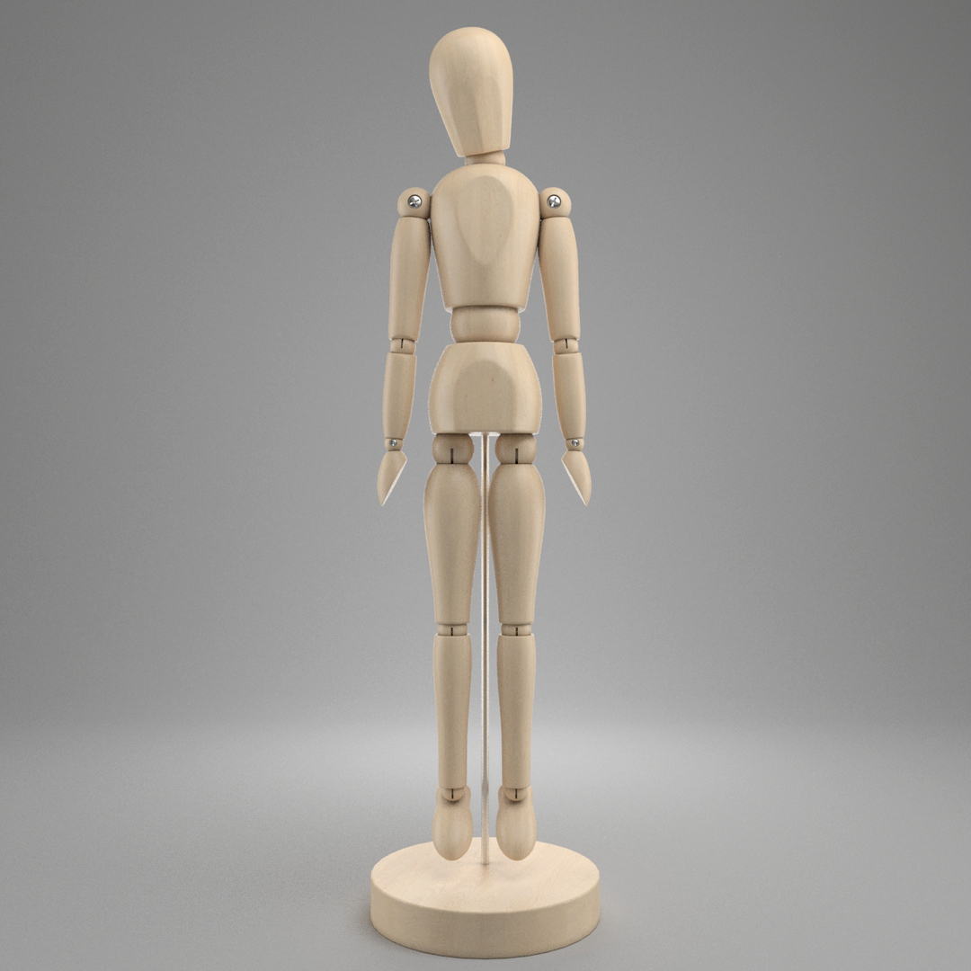 Wooden Man Rigged 3d Model