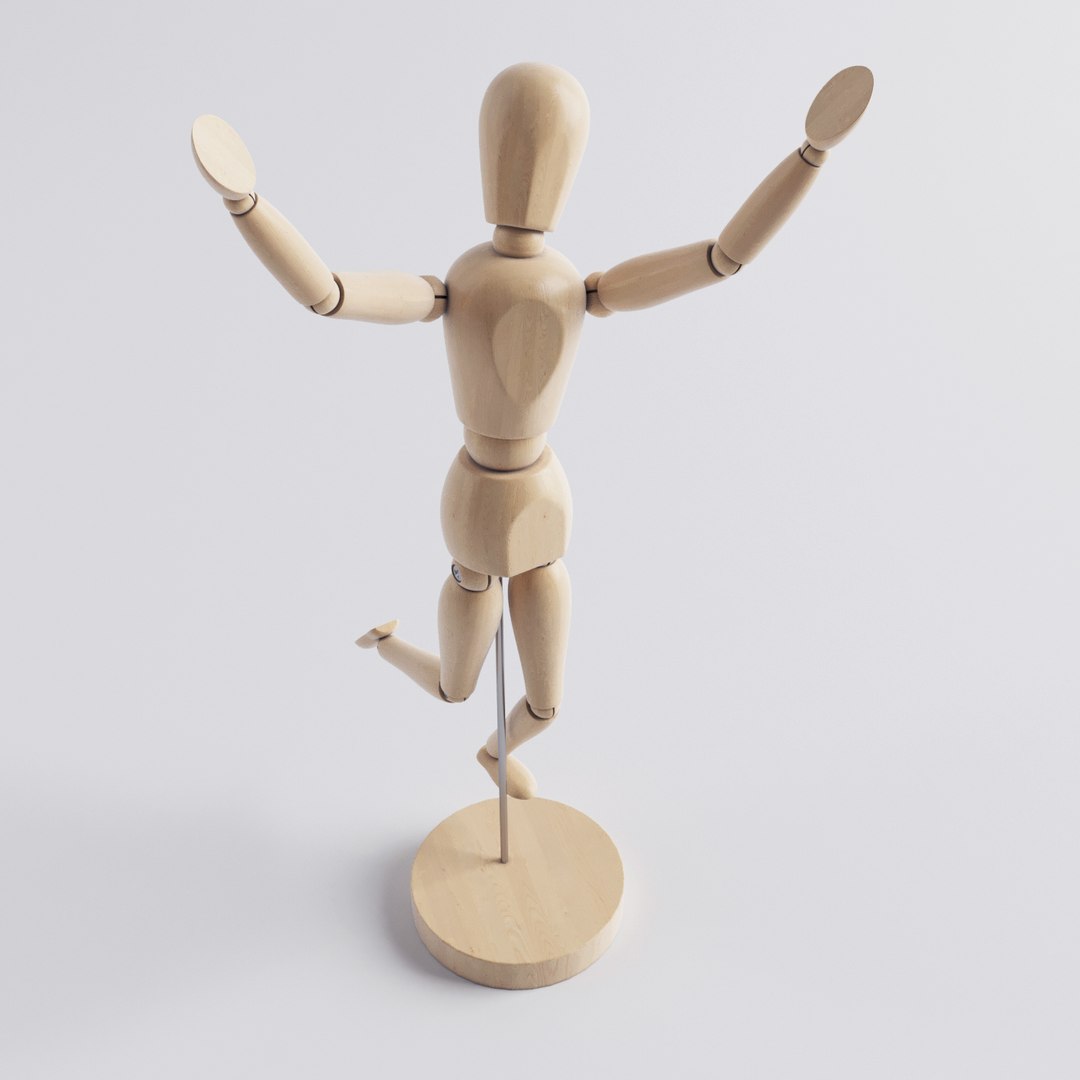 Wooden Man Rigged 3d Model