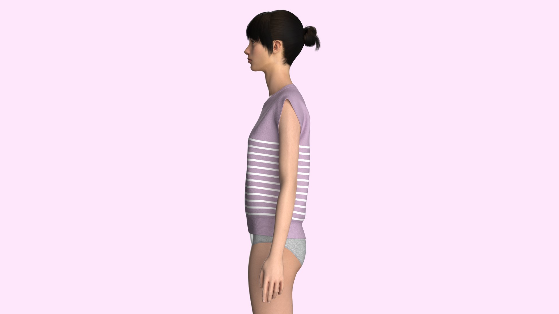 3D Model Girls Sleeveless Top - TurboSquid 2204447