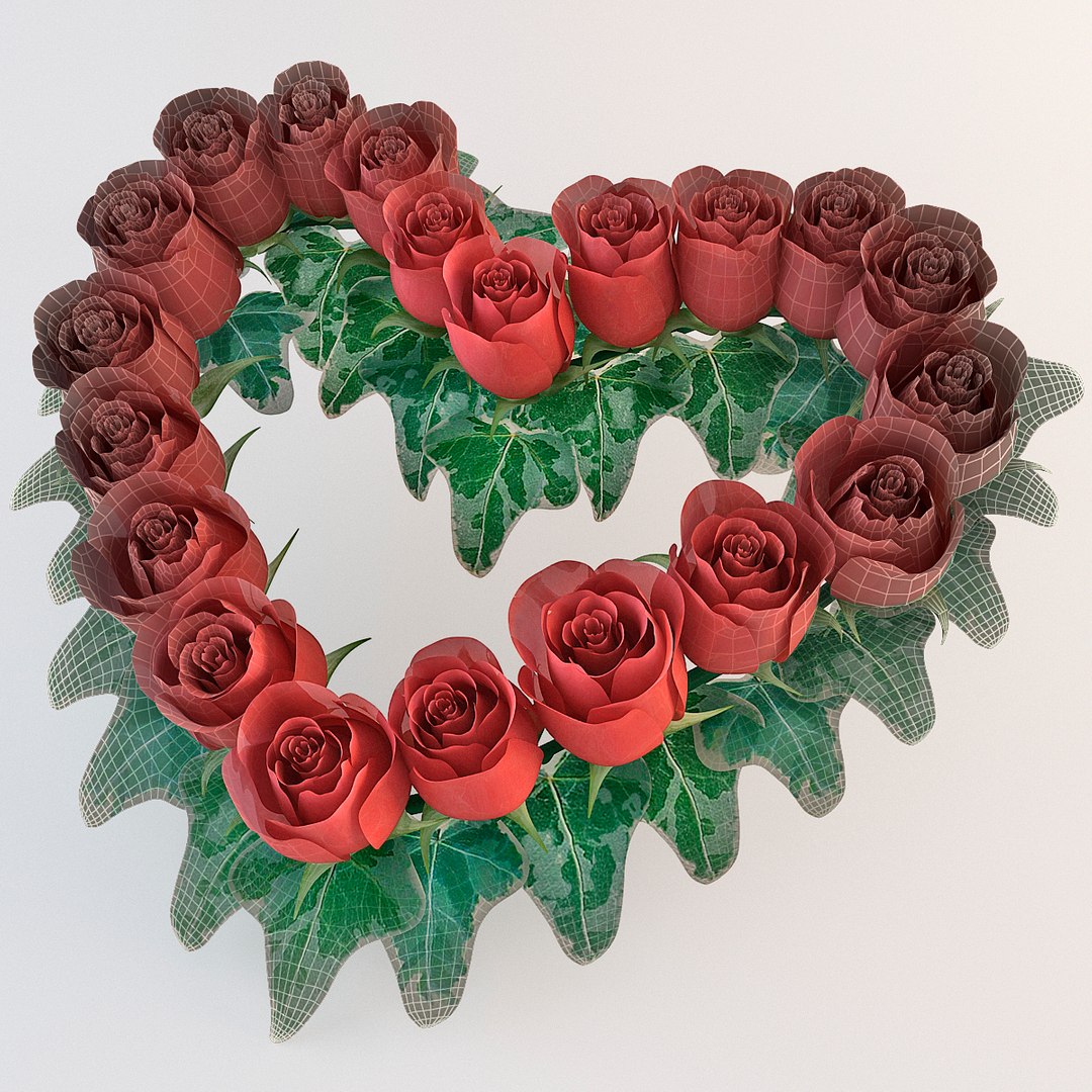 Heart Shaped Wreath Roses 3d Model