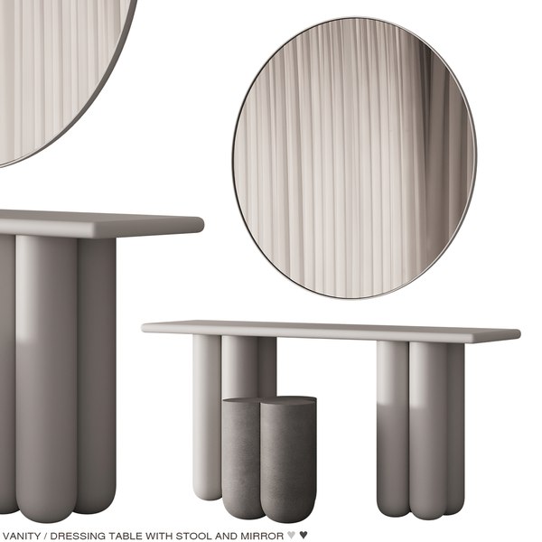222 vanity dressing table 02 minimal round edges 01 model - TurboSquid ...