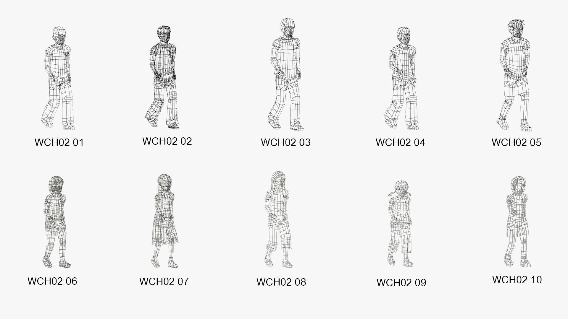 Walking Children 3d Model