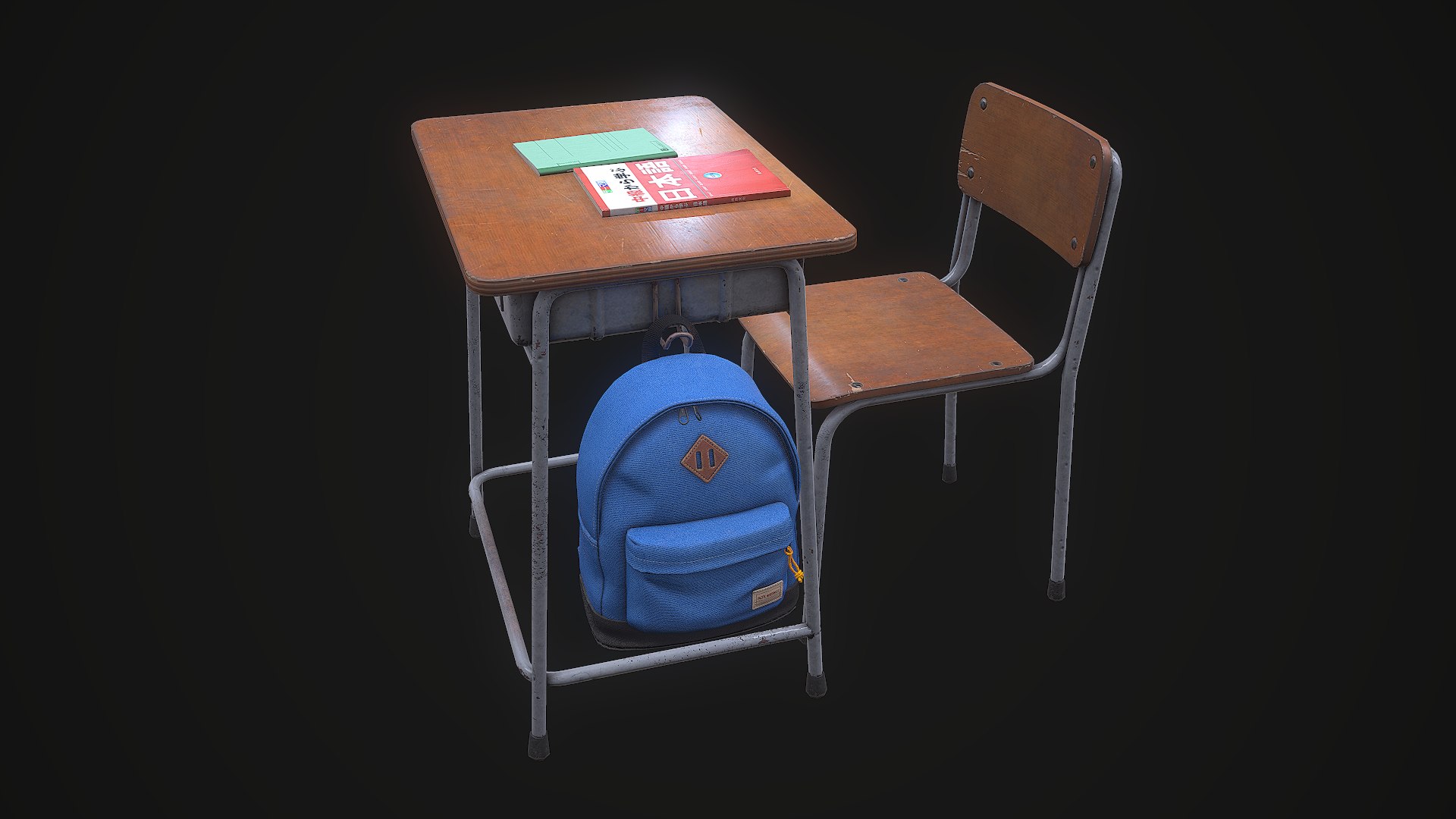 3D Japanese School Desk - Game Ready Model - TurboSquid 1875214