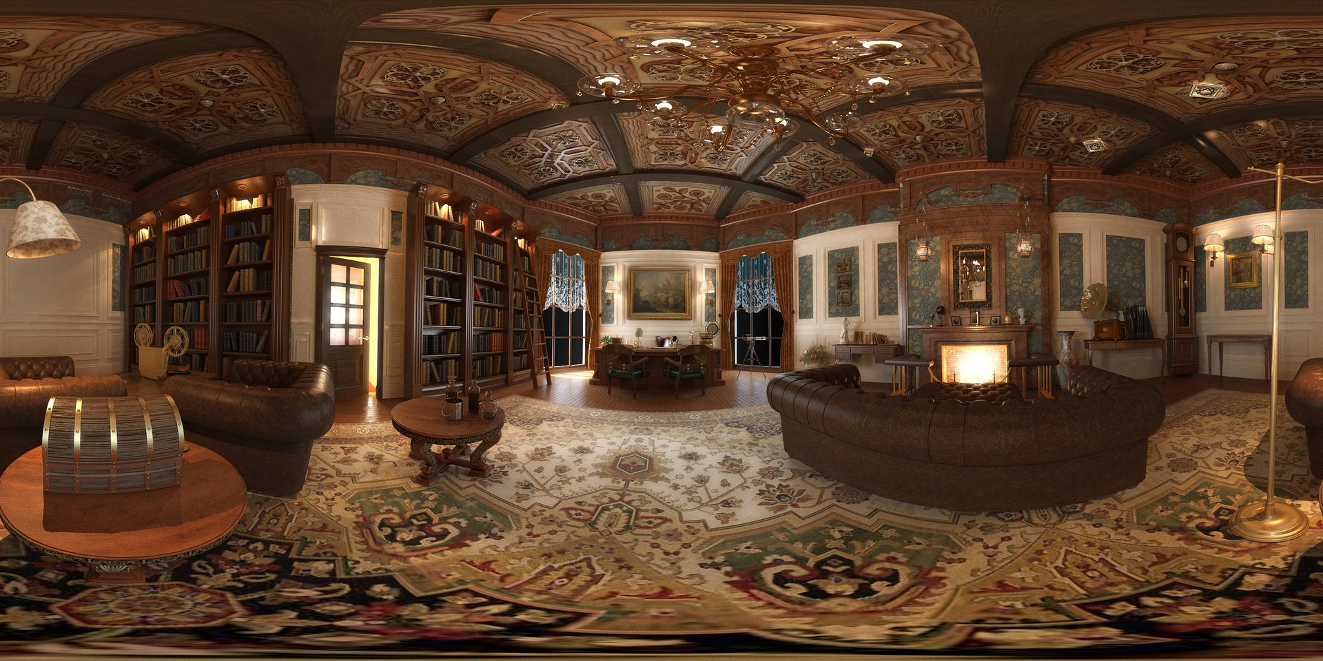 3D Classic Library Room Model - TurboSquid 1268553