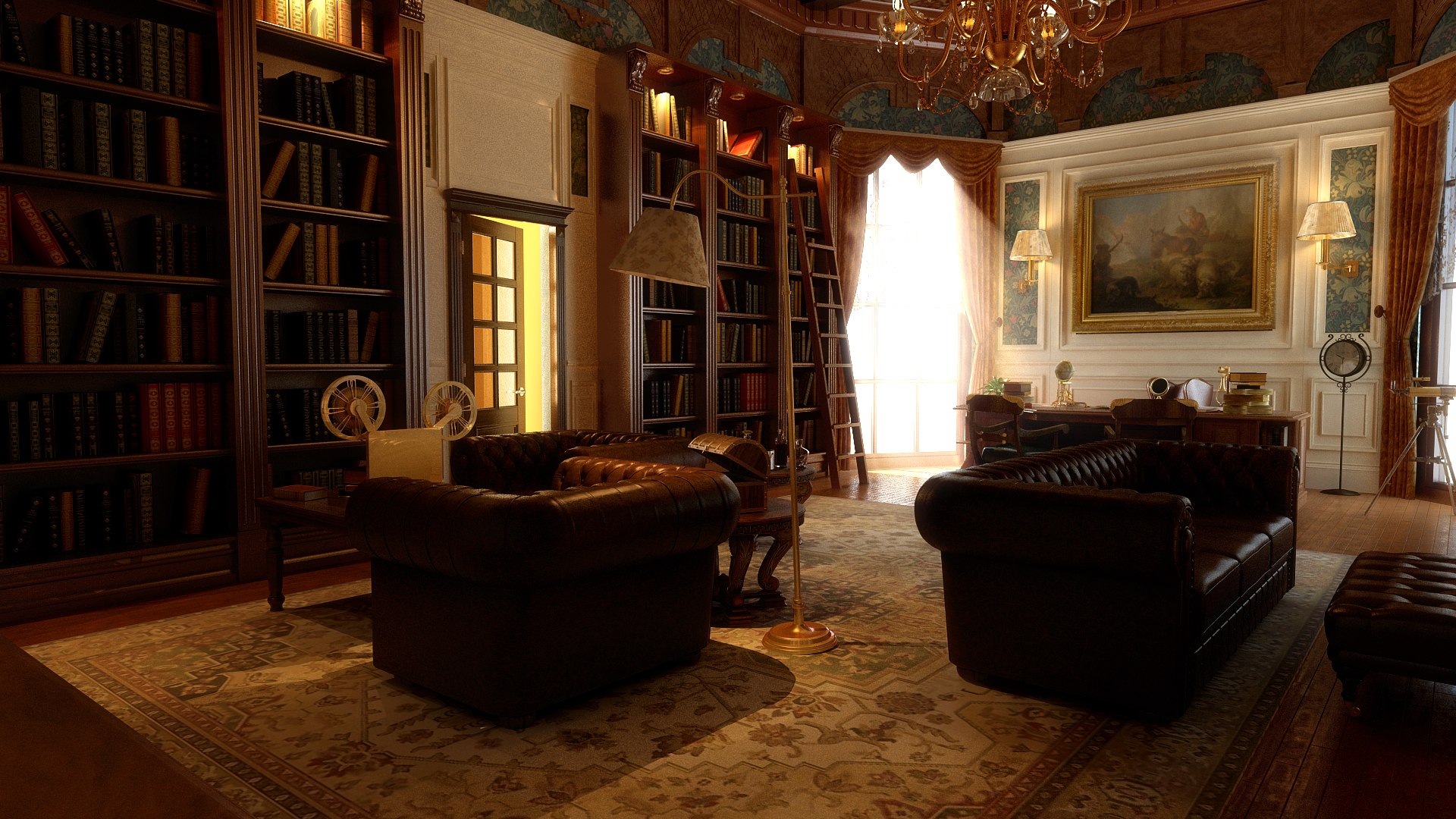 3D Classic Library Room Model - TurboSquid 1268553