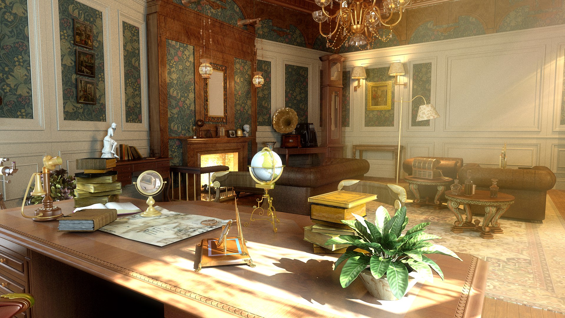 3D Classic Library Room Model - TurboSquid 1268553