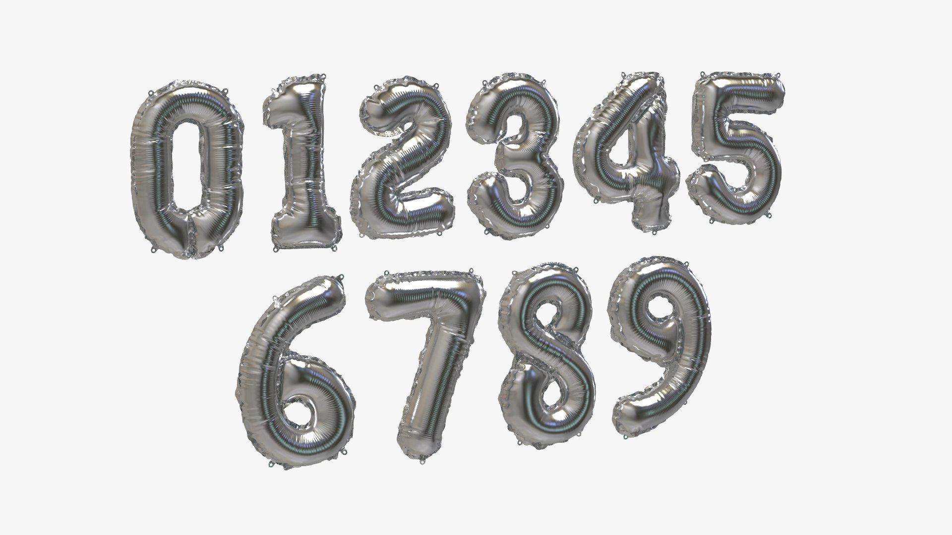 3D Numbers Foil Balloons Model - TurboSquid 2220729