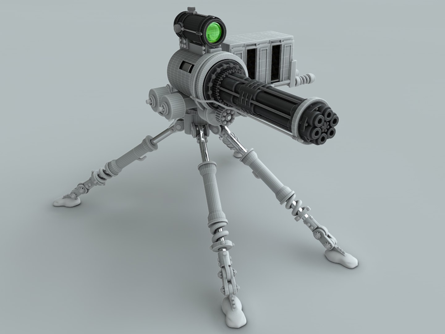 Chaingun Gatling Machine Cannon 3d C4d