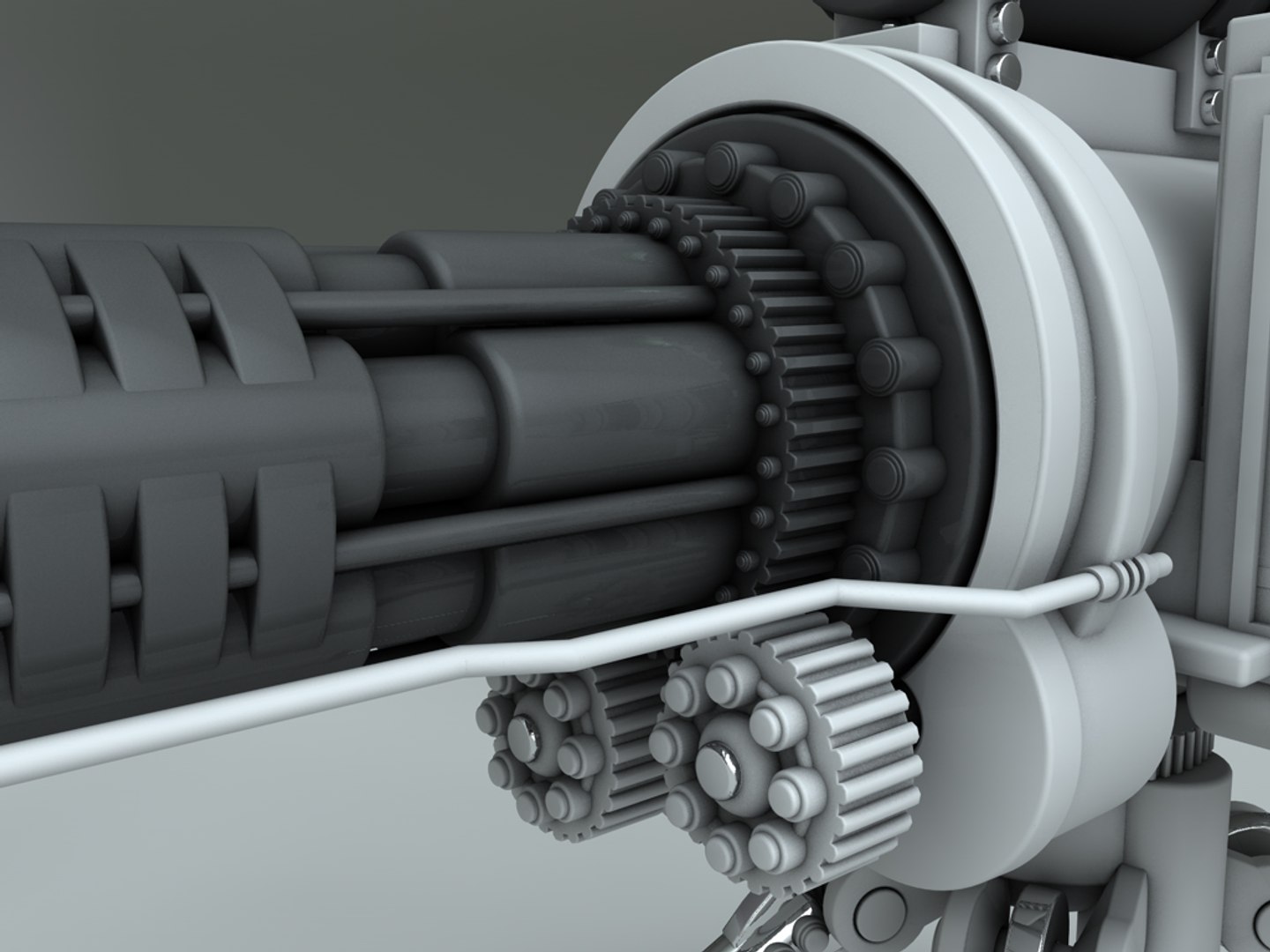 Chaingun Gatling Machine Cannon 3d C4d