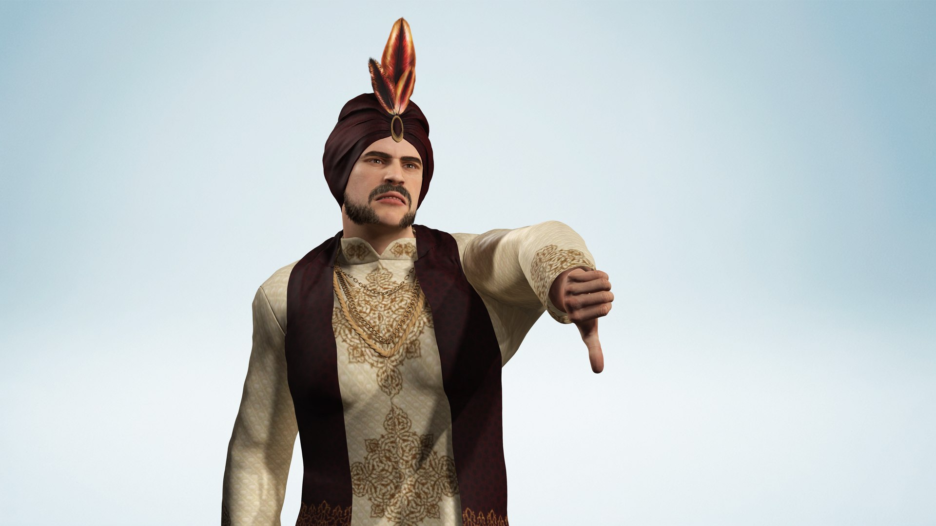 3D Middle Eastern Merchant Realistic Model Arabian Old Trader ...