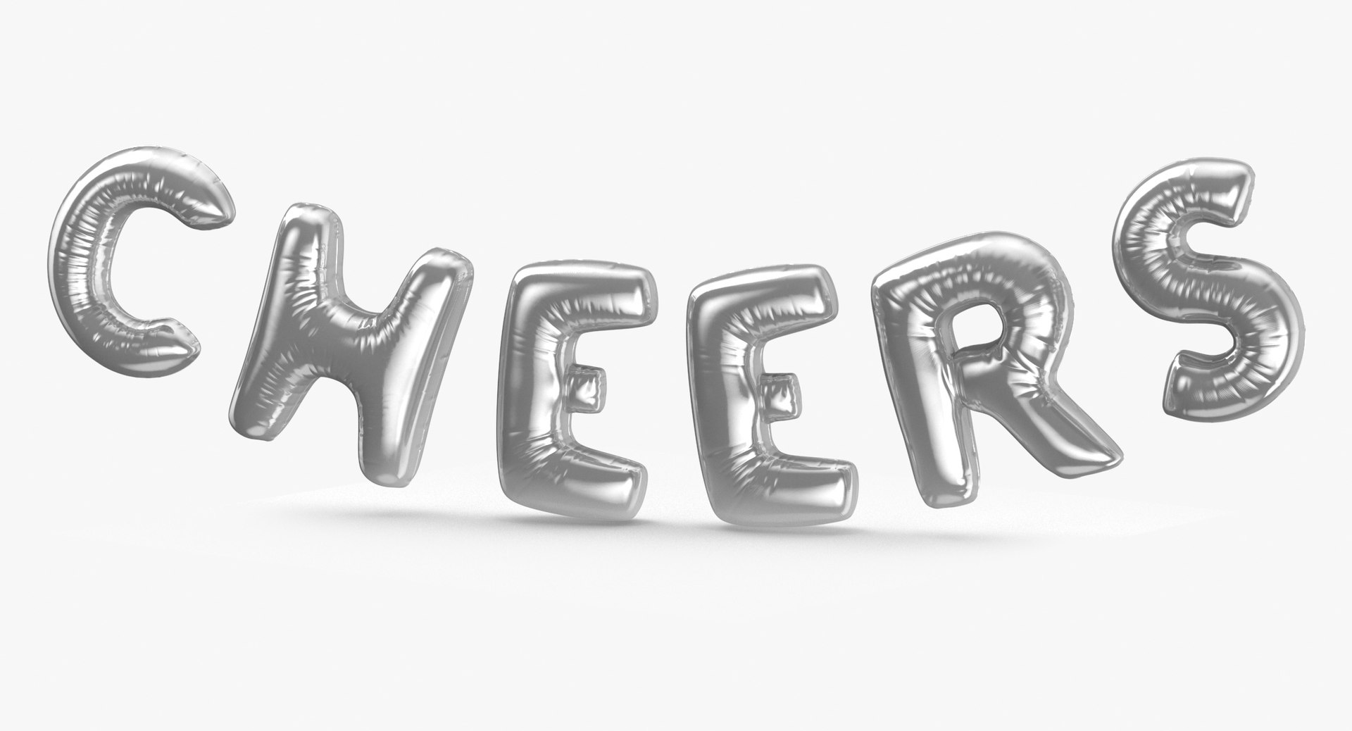 Foil Baloon Words Cheers Silver Model - TurboSquid 1740077