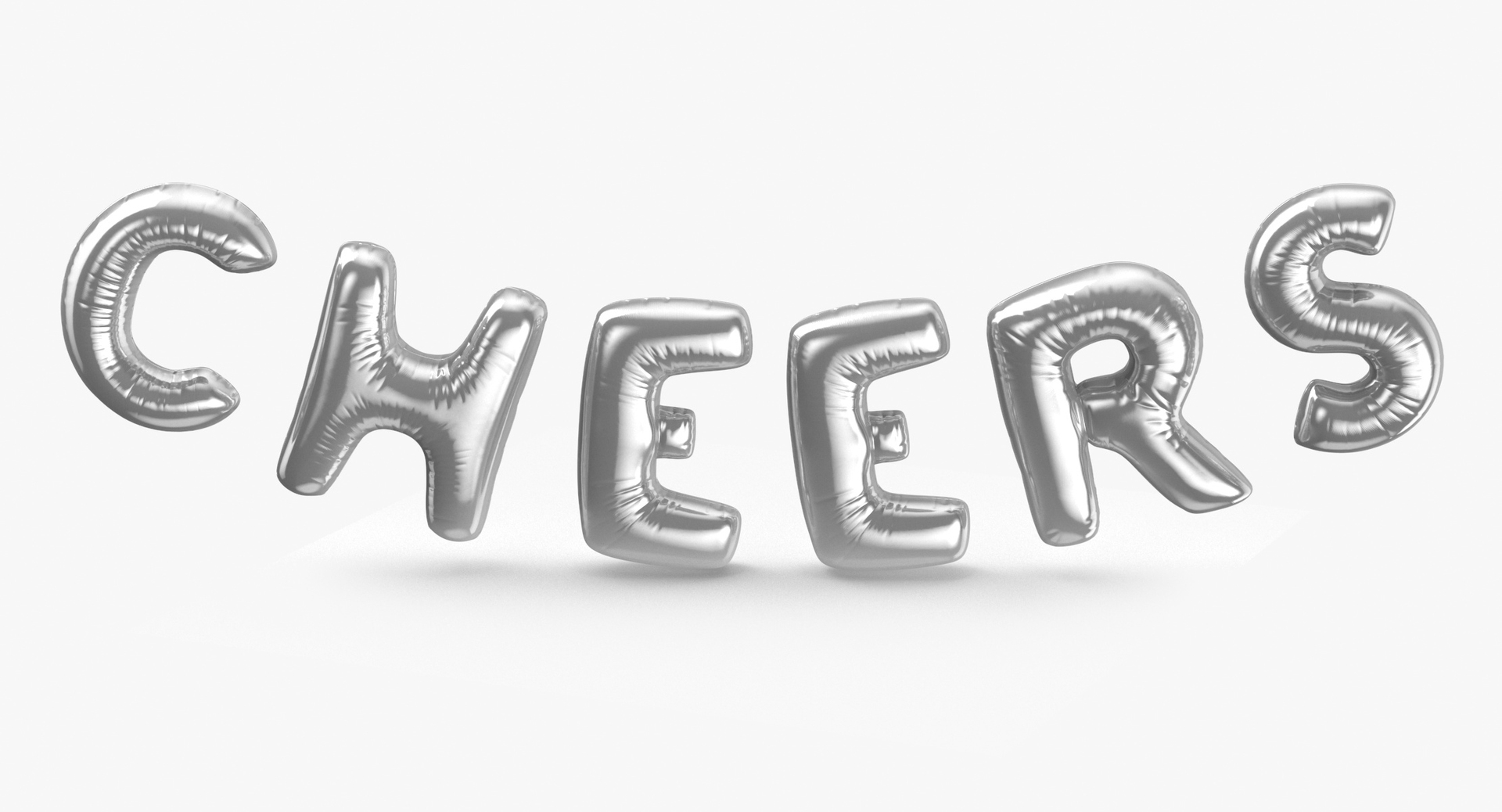 Foil Baloon Words Cheers Silver Model - TurboSquid 1740077