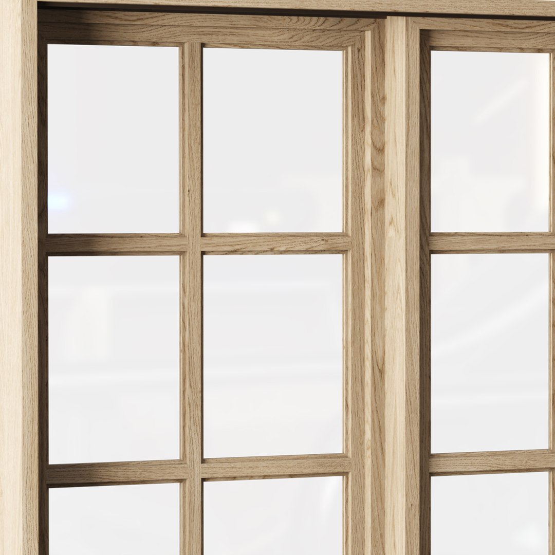 Rectangle wooden windows with sliding doors v4 3D model - TurboSquid ...
