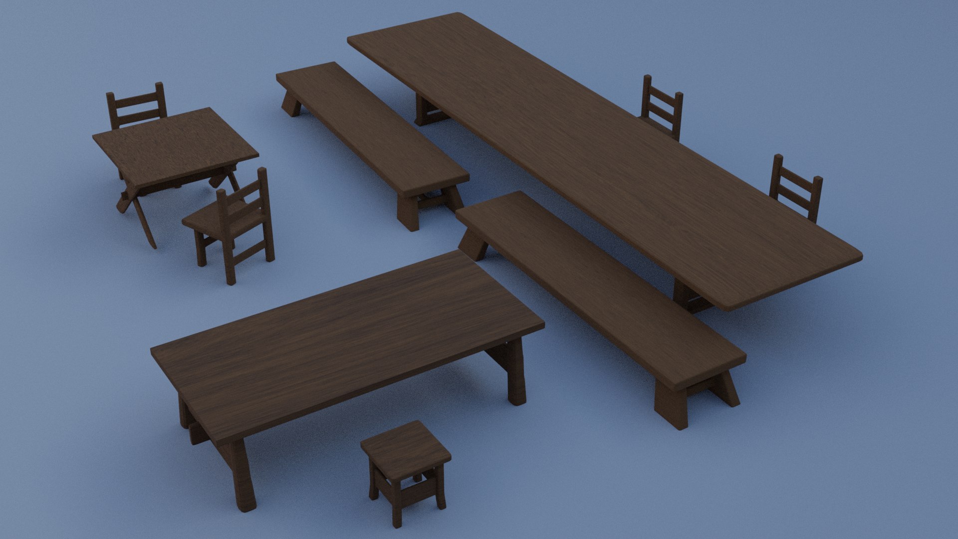 Medieval Tables And Chairs 3D - TurboSquid 1904360
