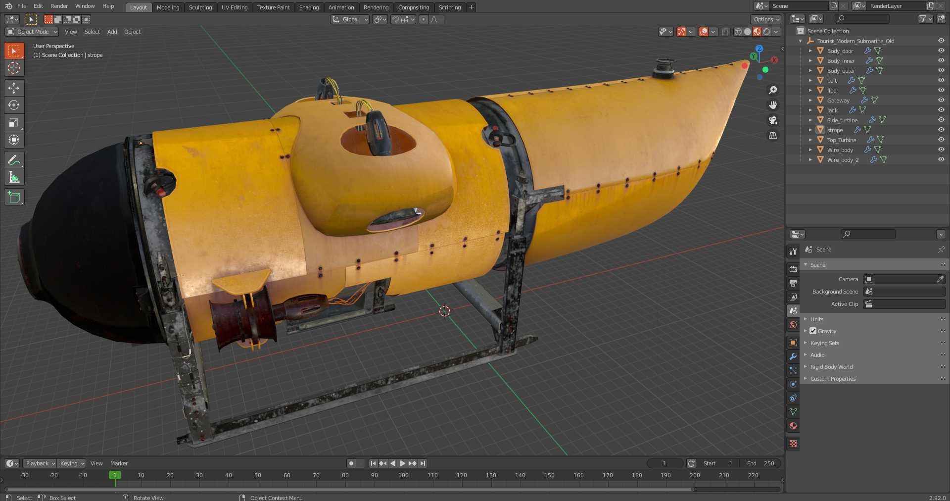 Tourist Modern Submarine Old 3D model - TurboSquid 2158720