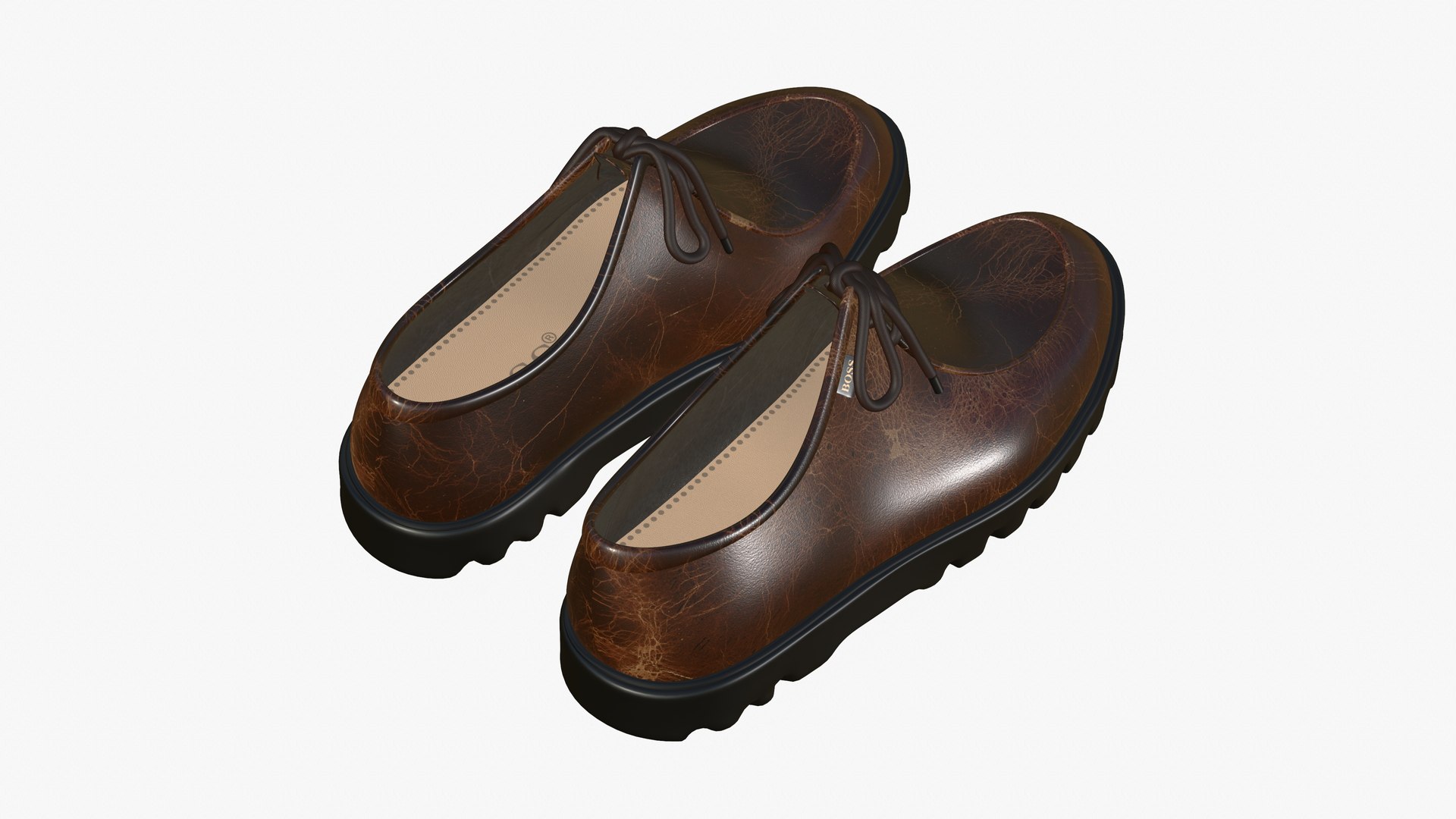 3D Realistic Brown Leather Shoes Model - TurboSquid 1942889