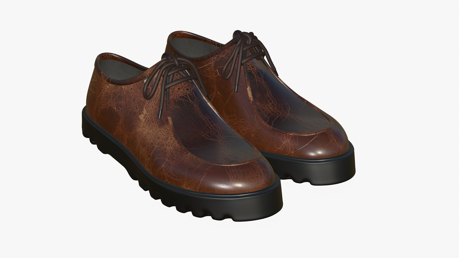3D Realistic Brown Leather Shoes Model - TurboSquid 1942889