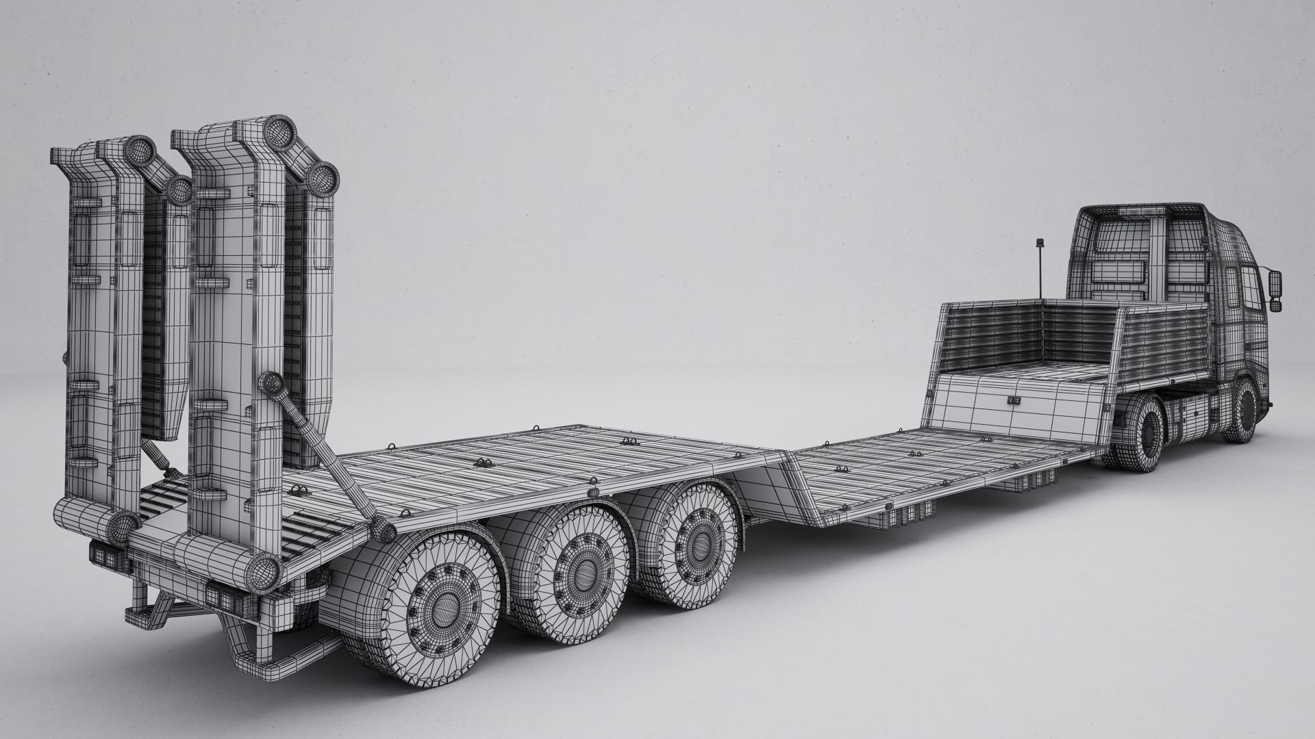 3D Heavy Transporter Truck With Trailer 02 - TurboSquid 1909203