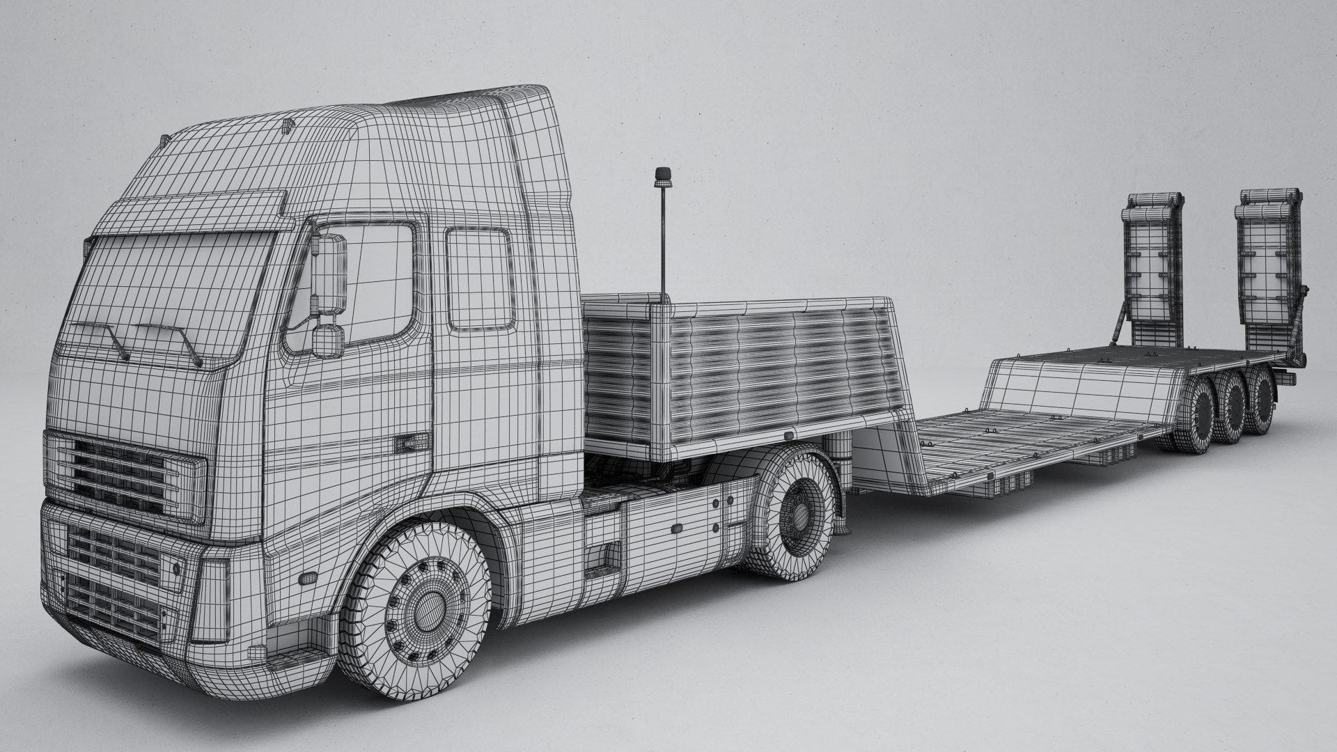 3D Heavy Transporter Truck With Trailer 02 - TurboSquid 1909203