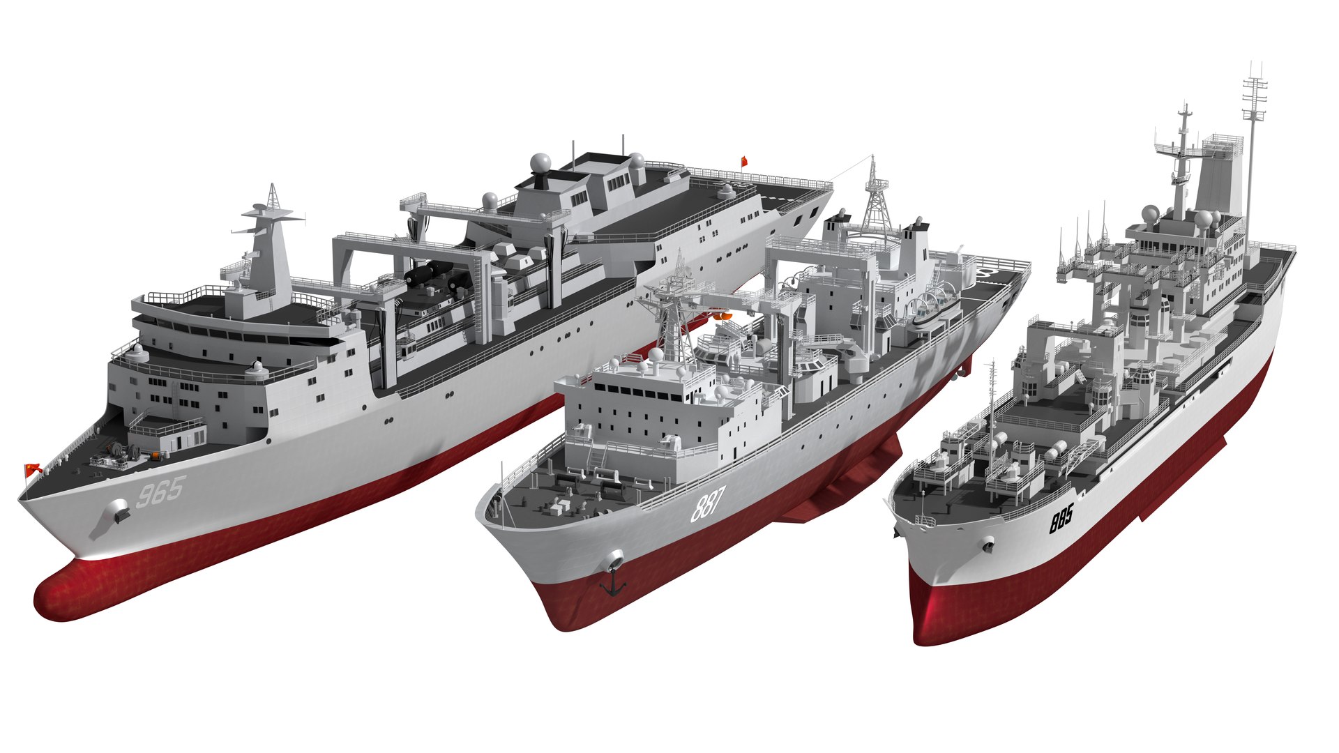 Collection Of Chinese Navy Supply Ships Replenishment 3D Model - TurboSquid 2256009