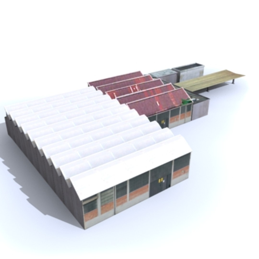 3d Industrial Sheds Model