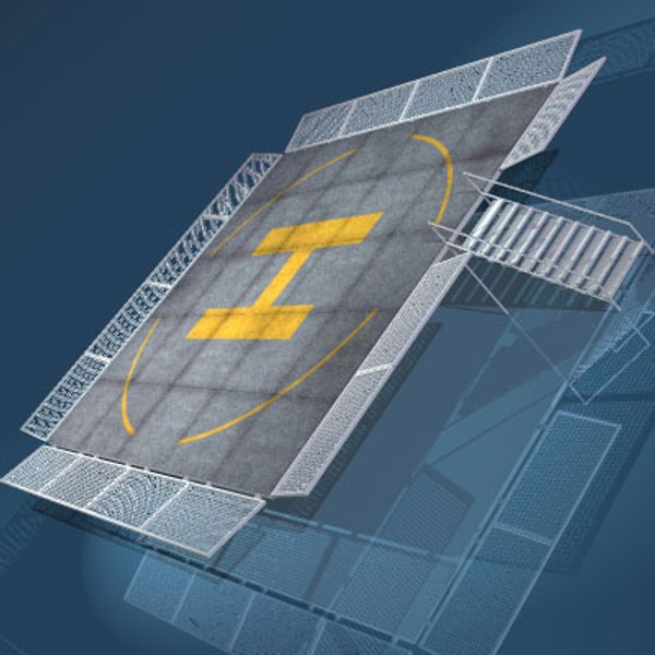 building roof helipad 3d model