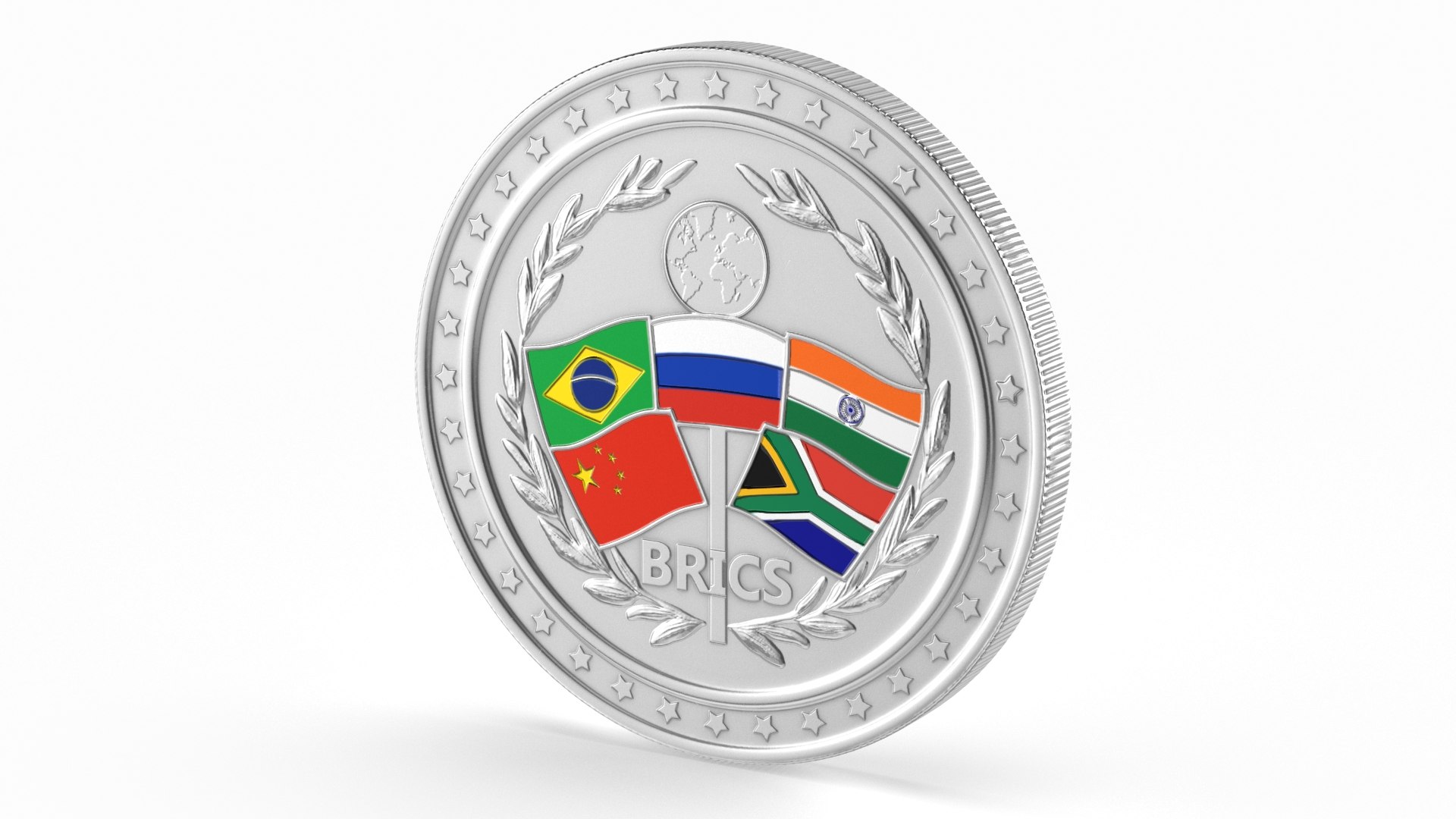 Silver BRICS Coin 3D - TurboSquid 2341365