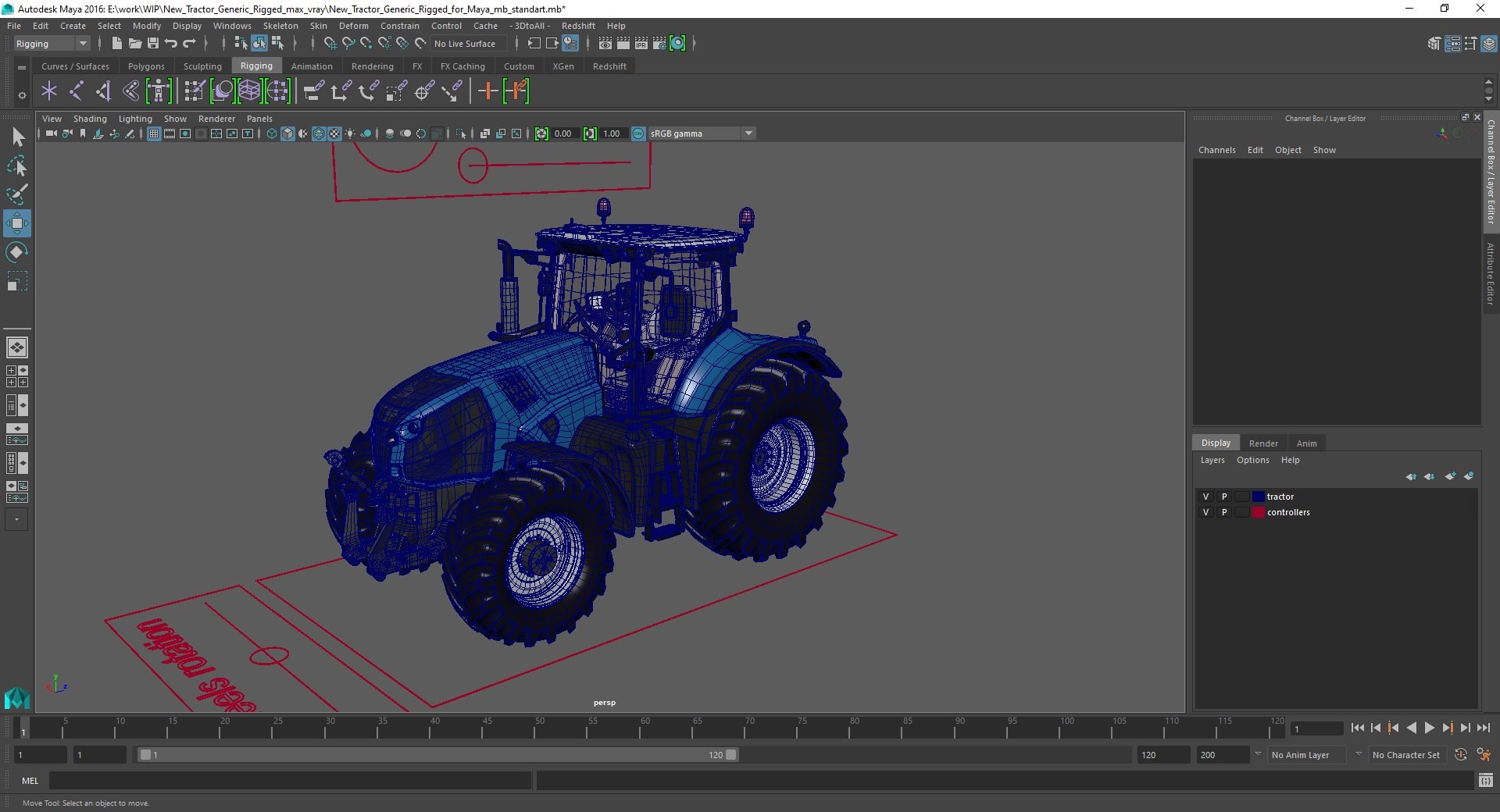 3D New Tractor Generic Rigged for Maya - TurboSquid 2065530