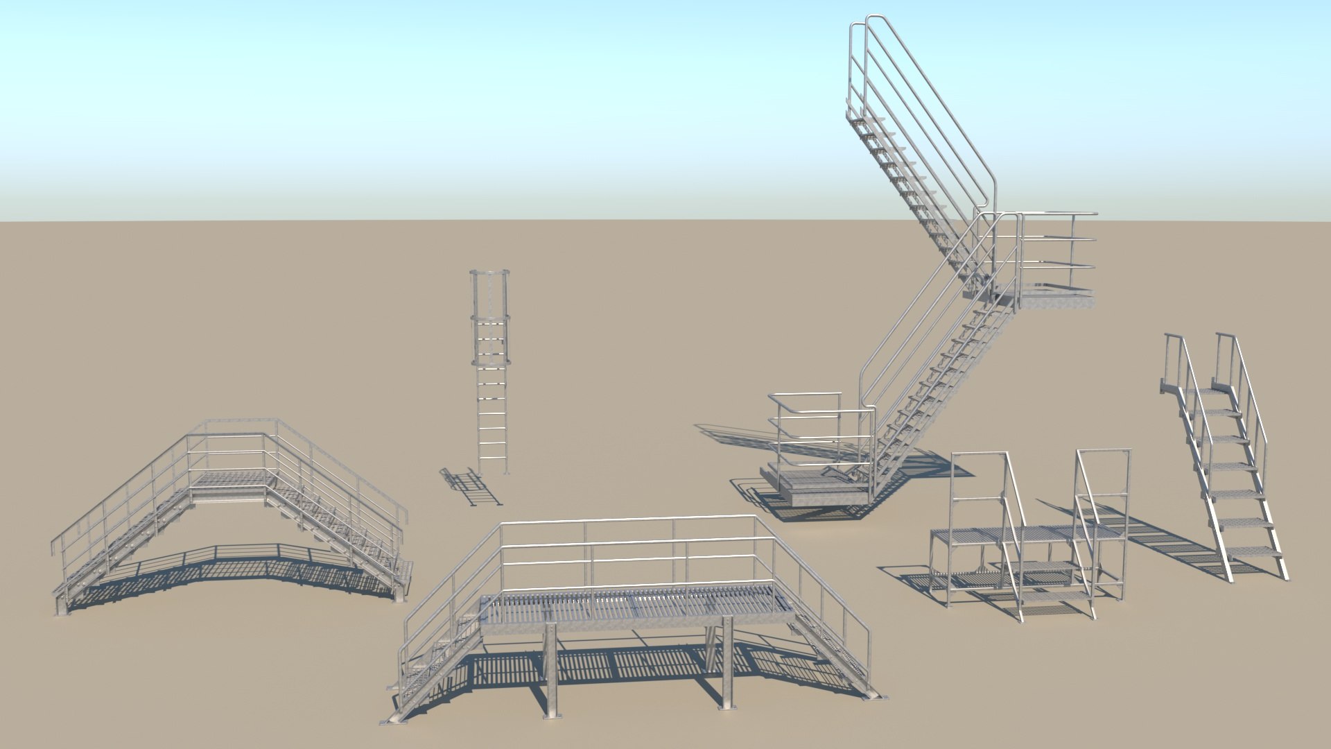 3D Industrial Stairs Model - TurboSquid 1626529
