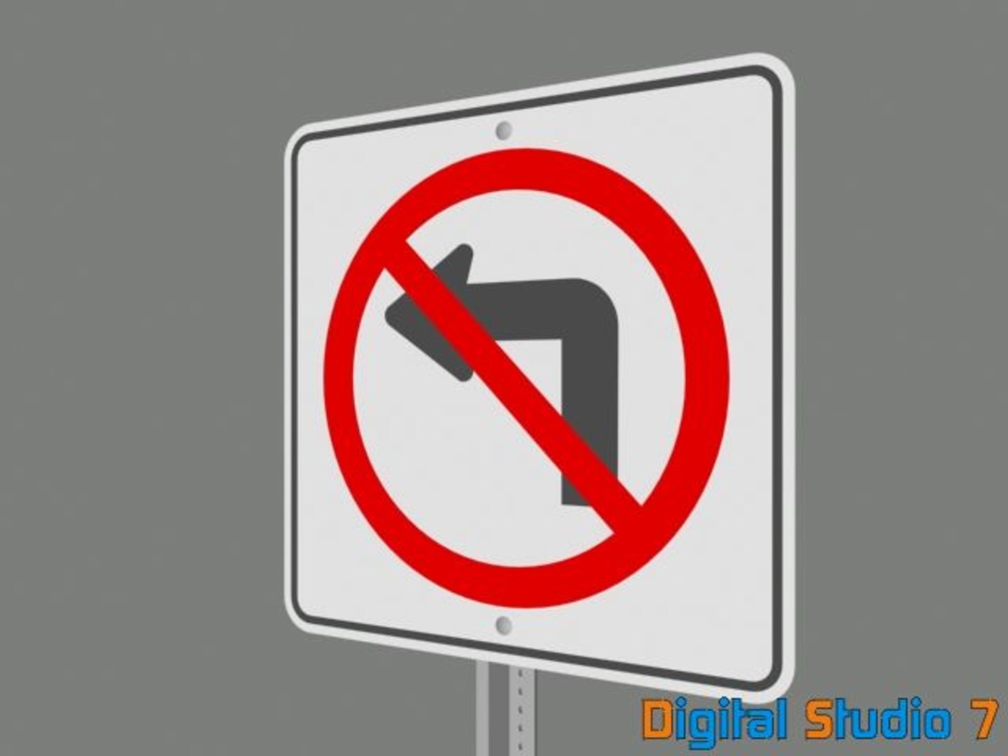 3ds Max Left Turn Sign