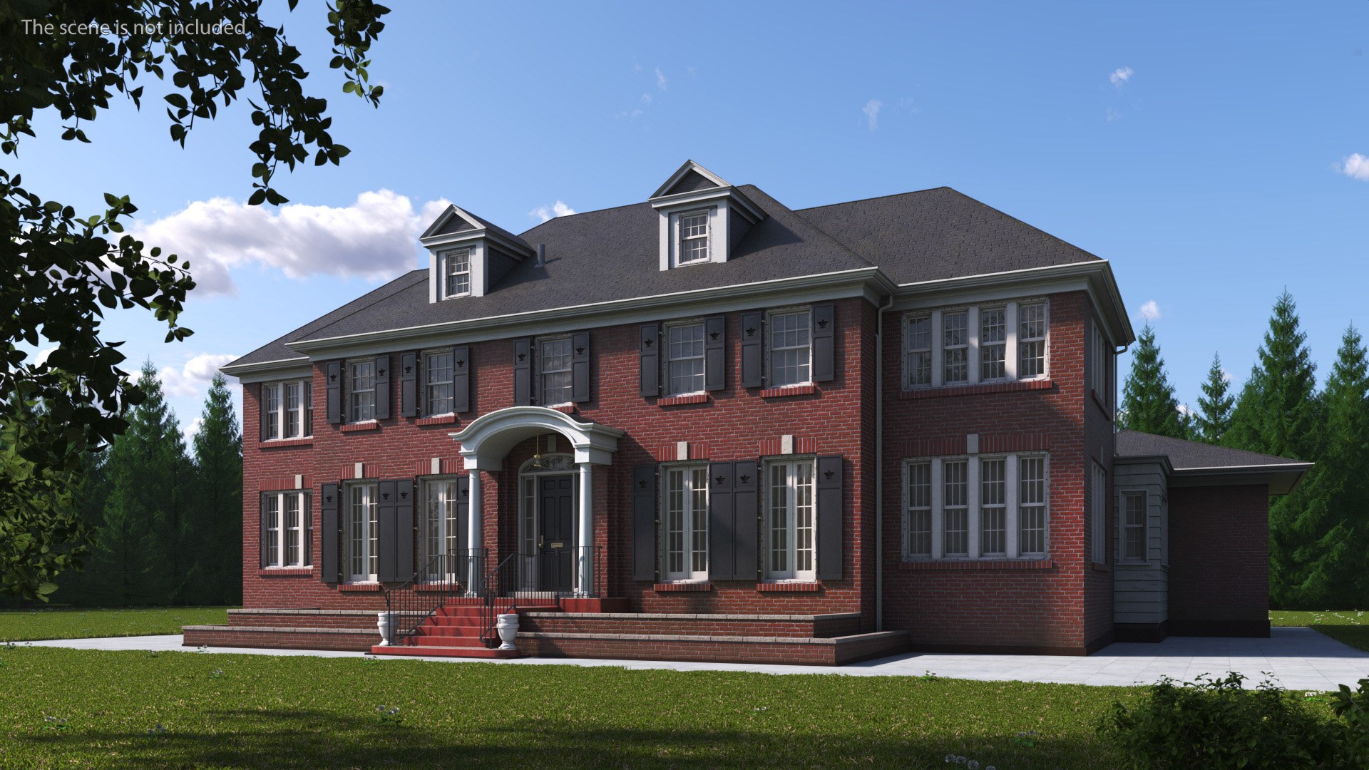 3D Model Home Alone Brick Colonial House - TurboSquid 2391462