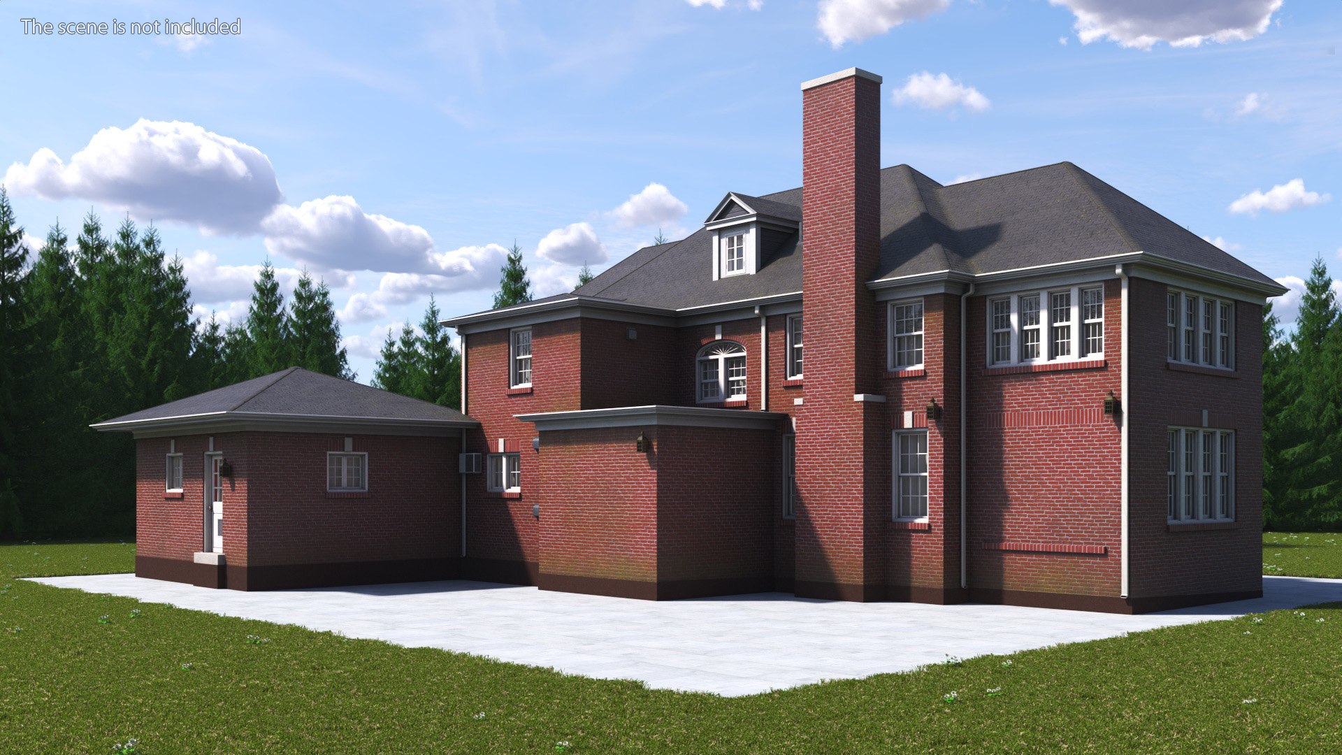 3D Model Home Alone Brick Colonial House - TurboSquid 2391462