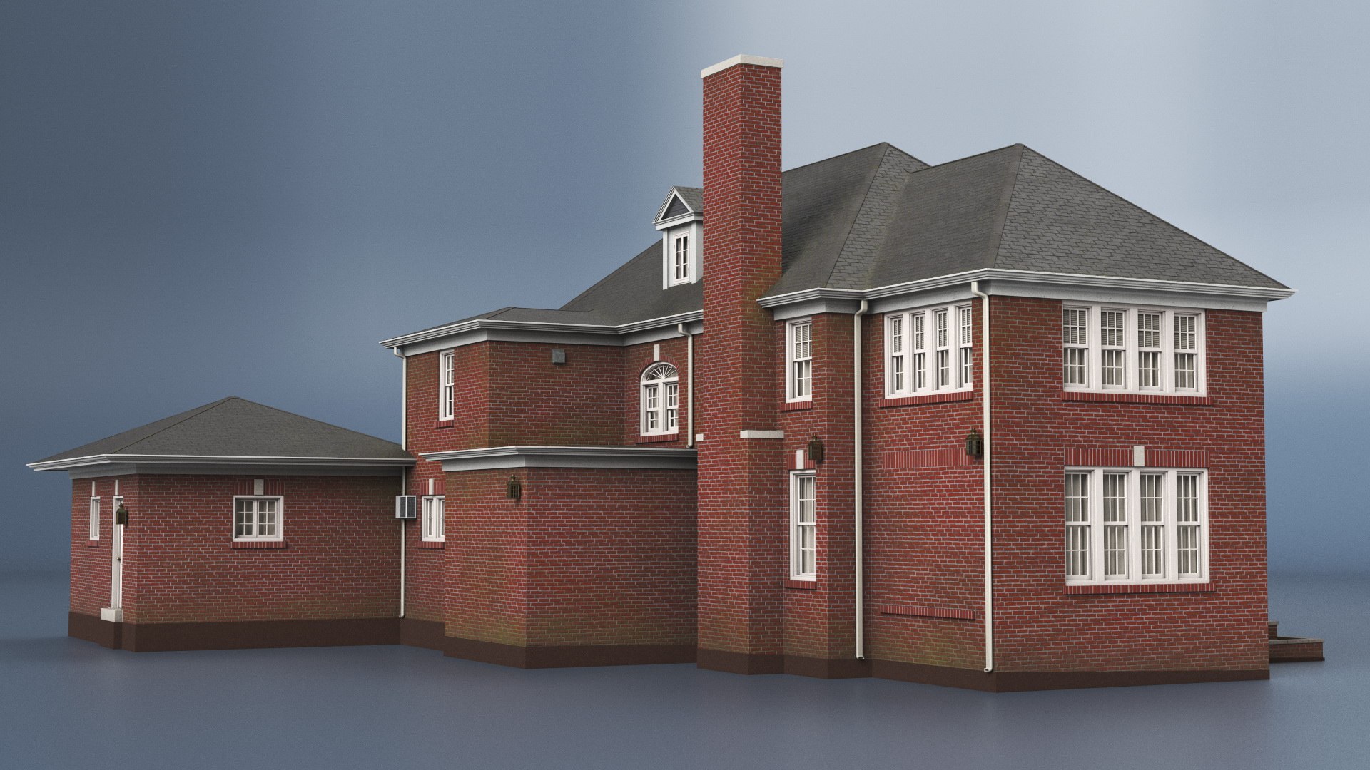 3D Model Home Alone Brick Colonial House - TurboSquid 2391462