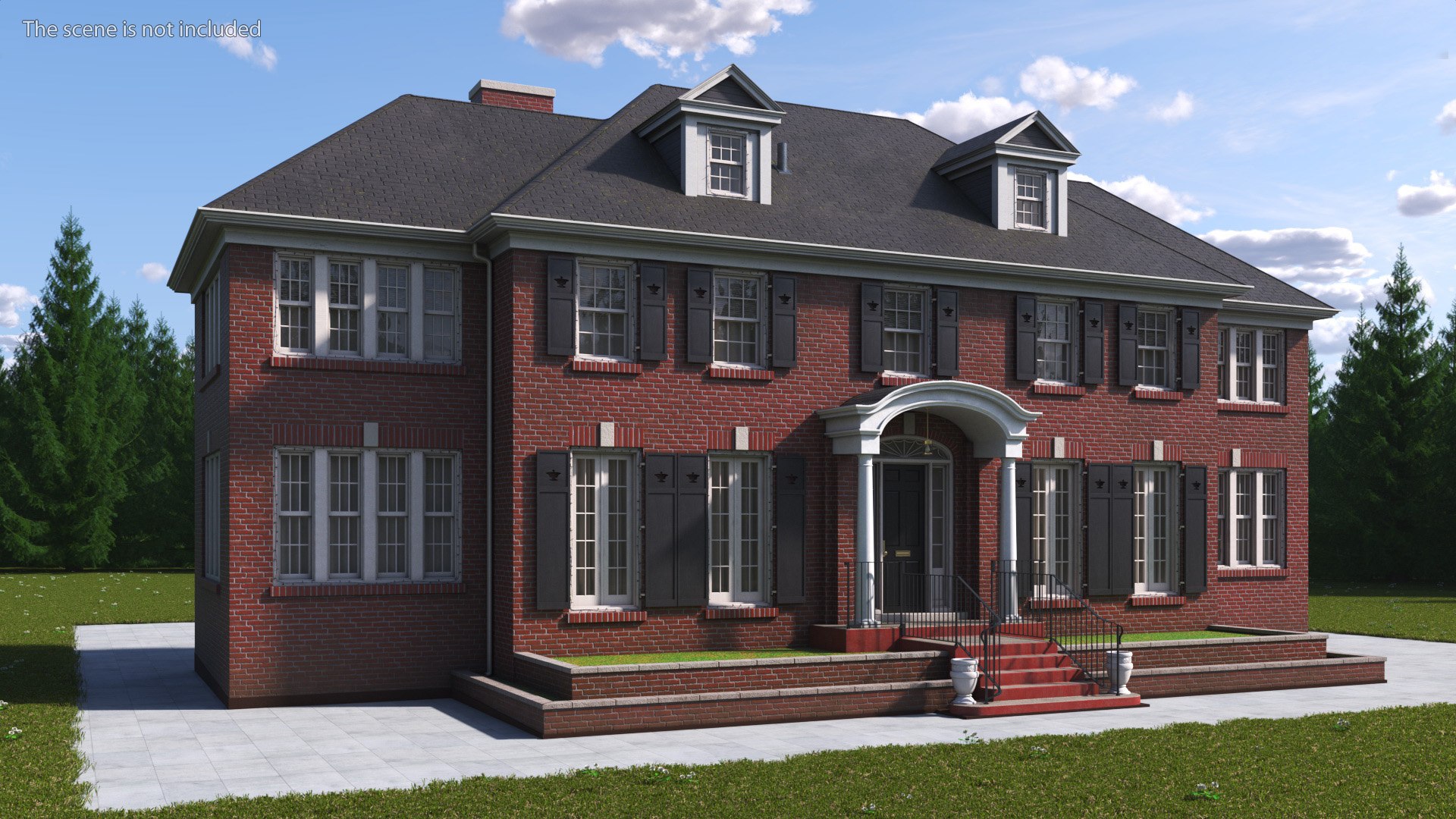 3D Model Home Alone Brick Colonial House - TurboSquid 2391462
