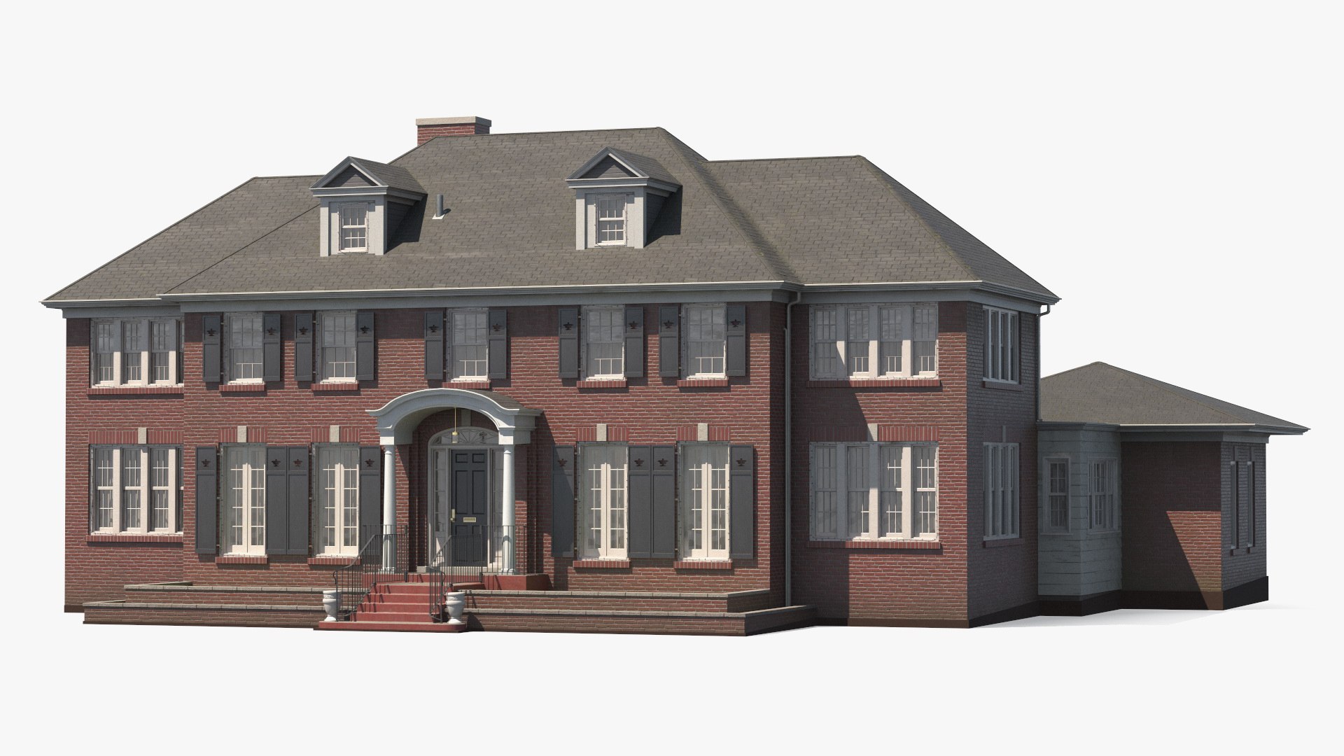 3D Model Home Alone Brick Colonial House - TurboSquid 2391462