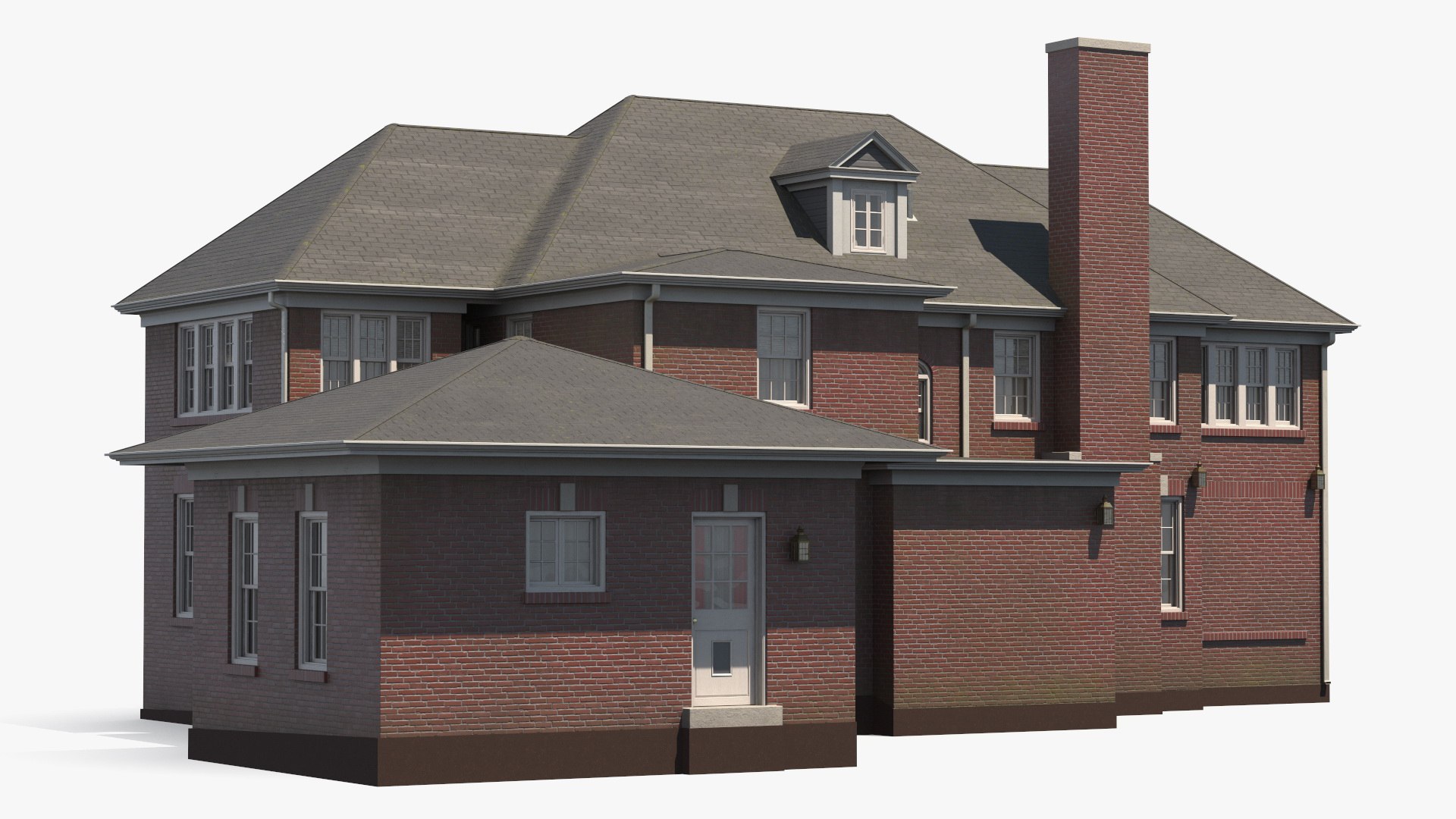 3D Model Home Alone Brick Colonial House - TurboSquid 2391462