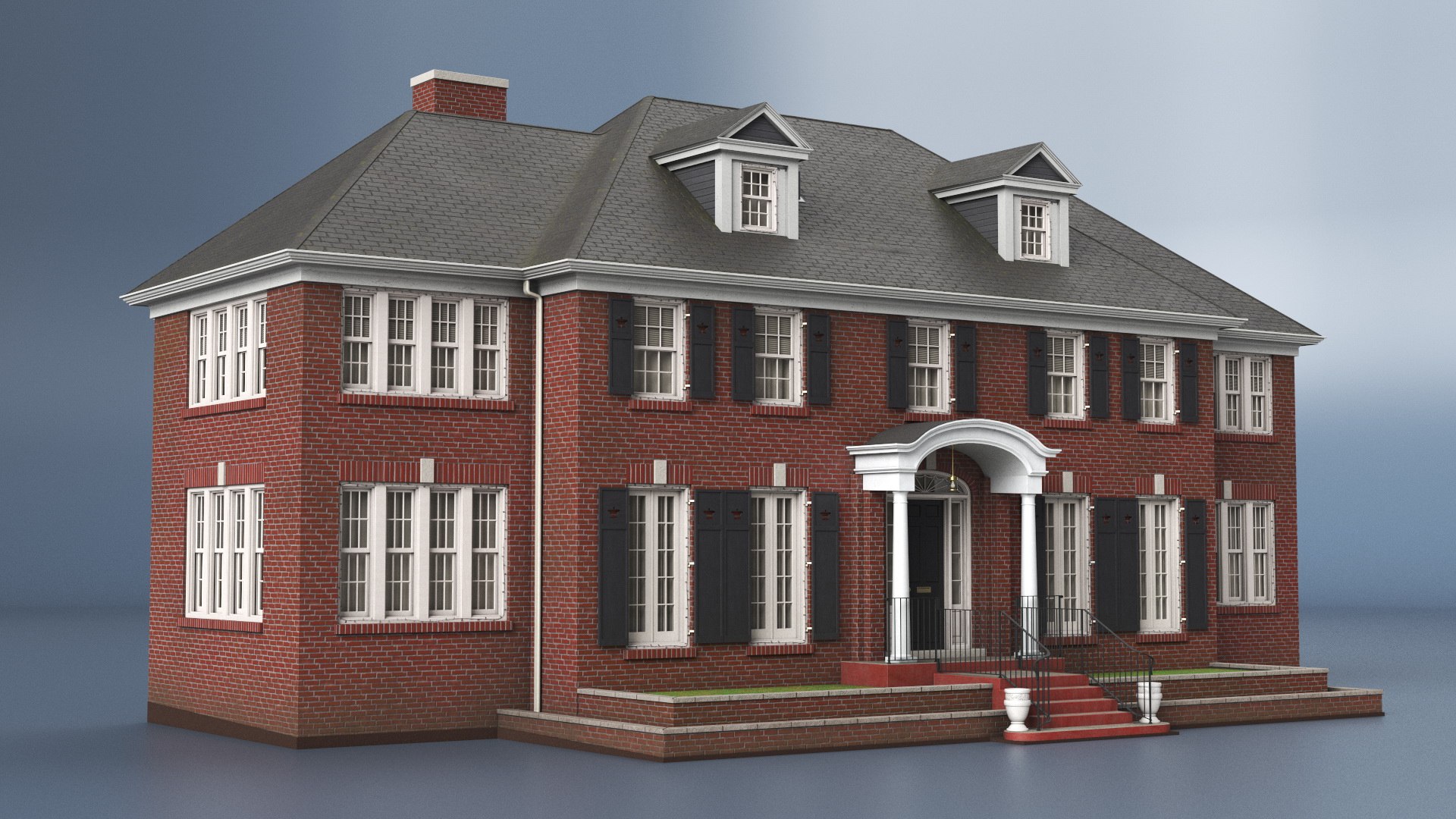 3D Model Home Alone Brick Colonial House - TurboSquid 2391462