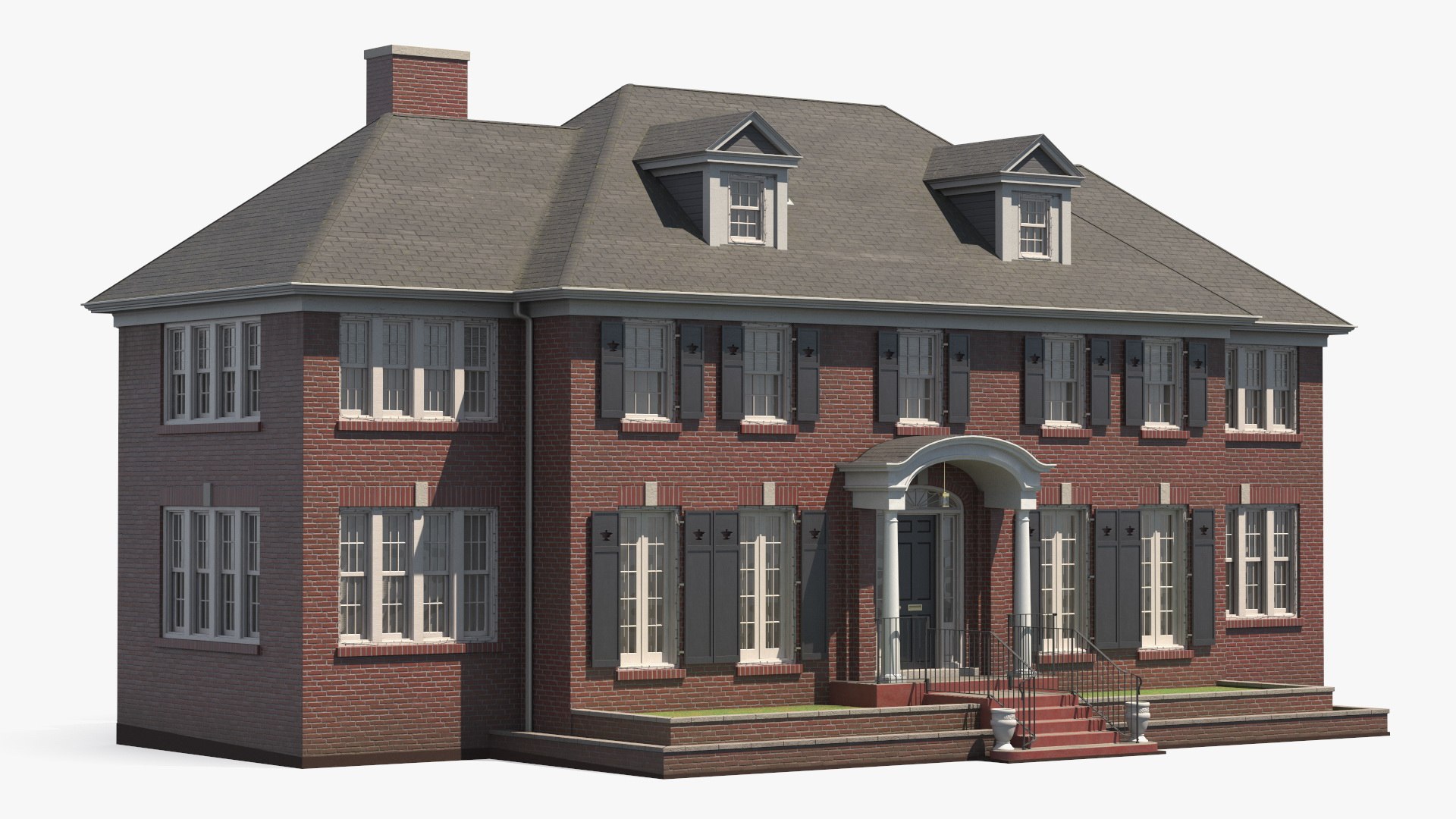 3D Model Home Alone Brick Colonial House - TurboSquid 2391462