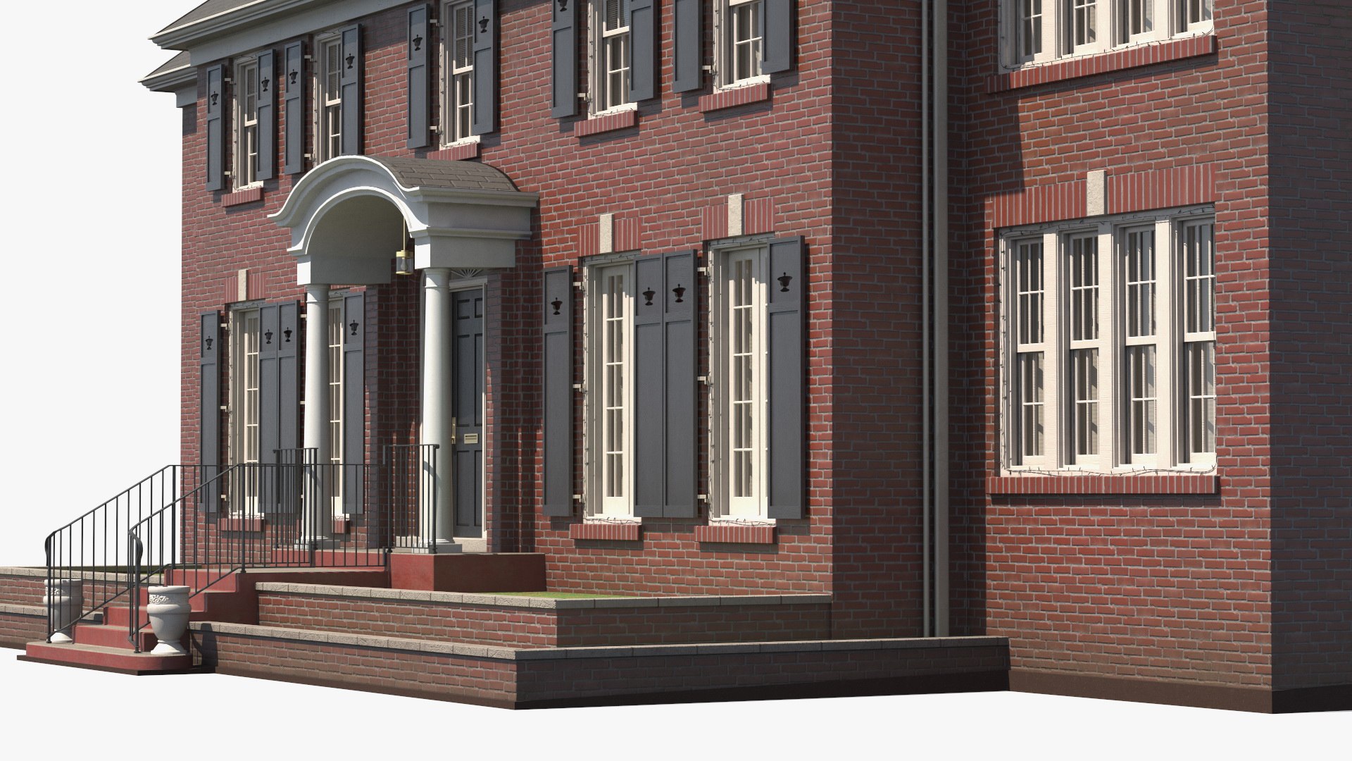 3D Model Home Alone Brick Colonial House - TurboSquid 2391462