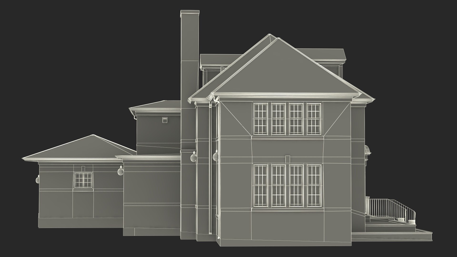 3D Model Home Alone Brick Colonial House - TurboSquid 2391462