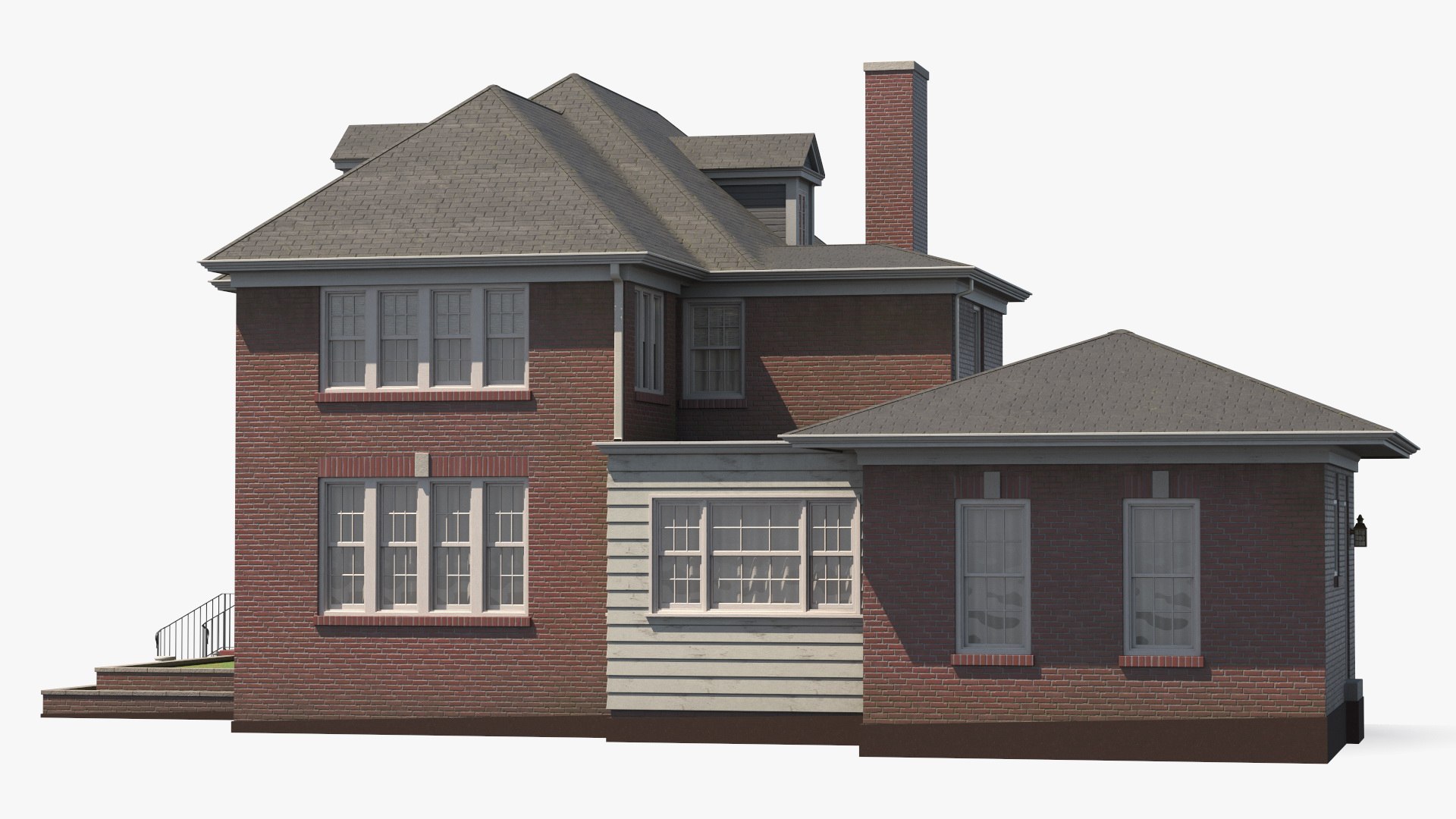 3D Model Home Alone Brick Colonial House - TurboSquid 2391462