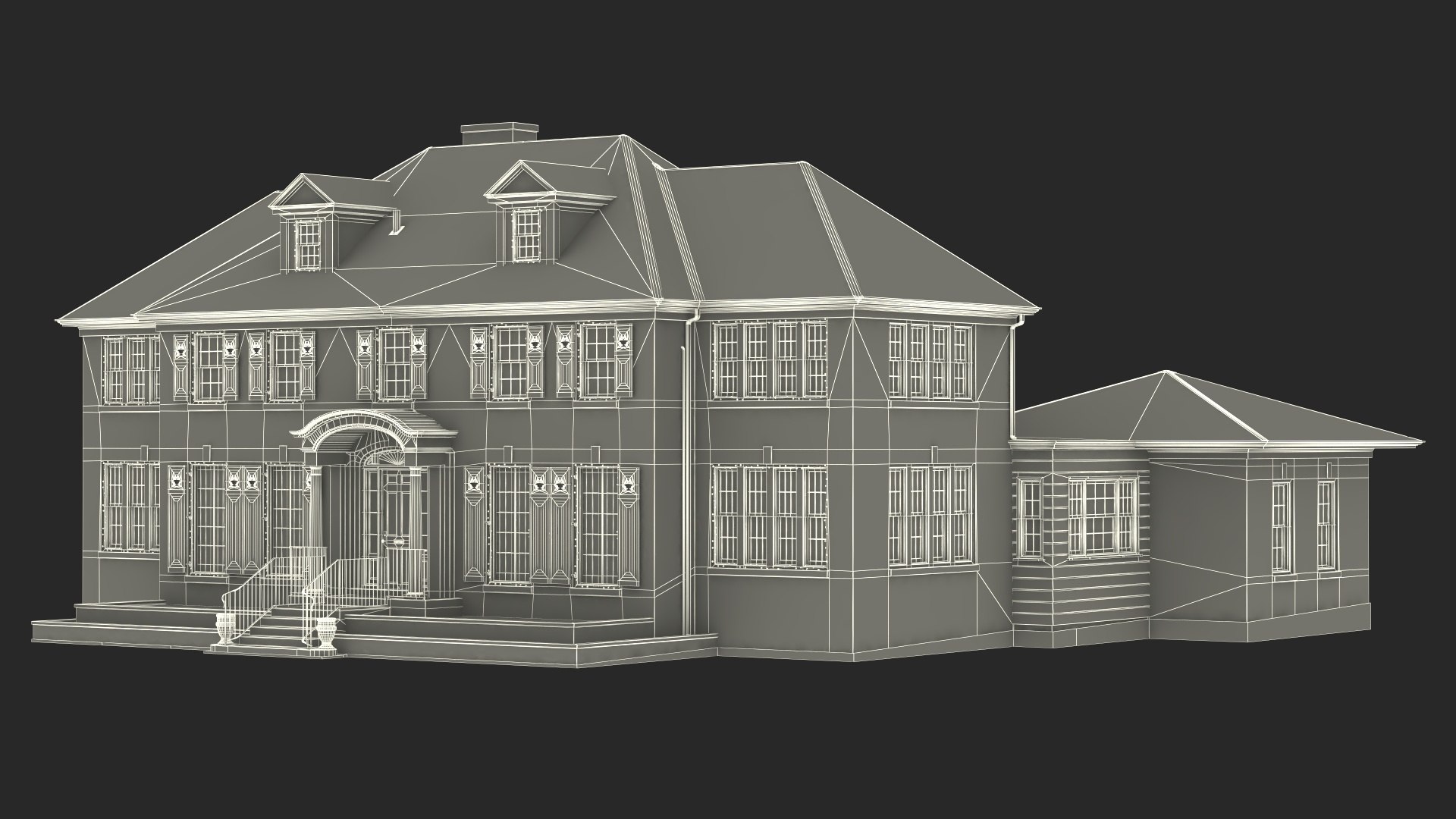 3D Model Home Alone Brick Colonial House - TurboSquid 2391462