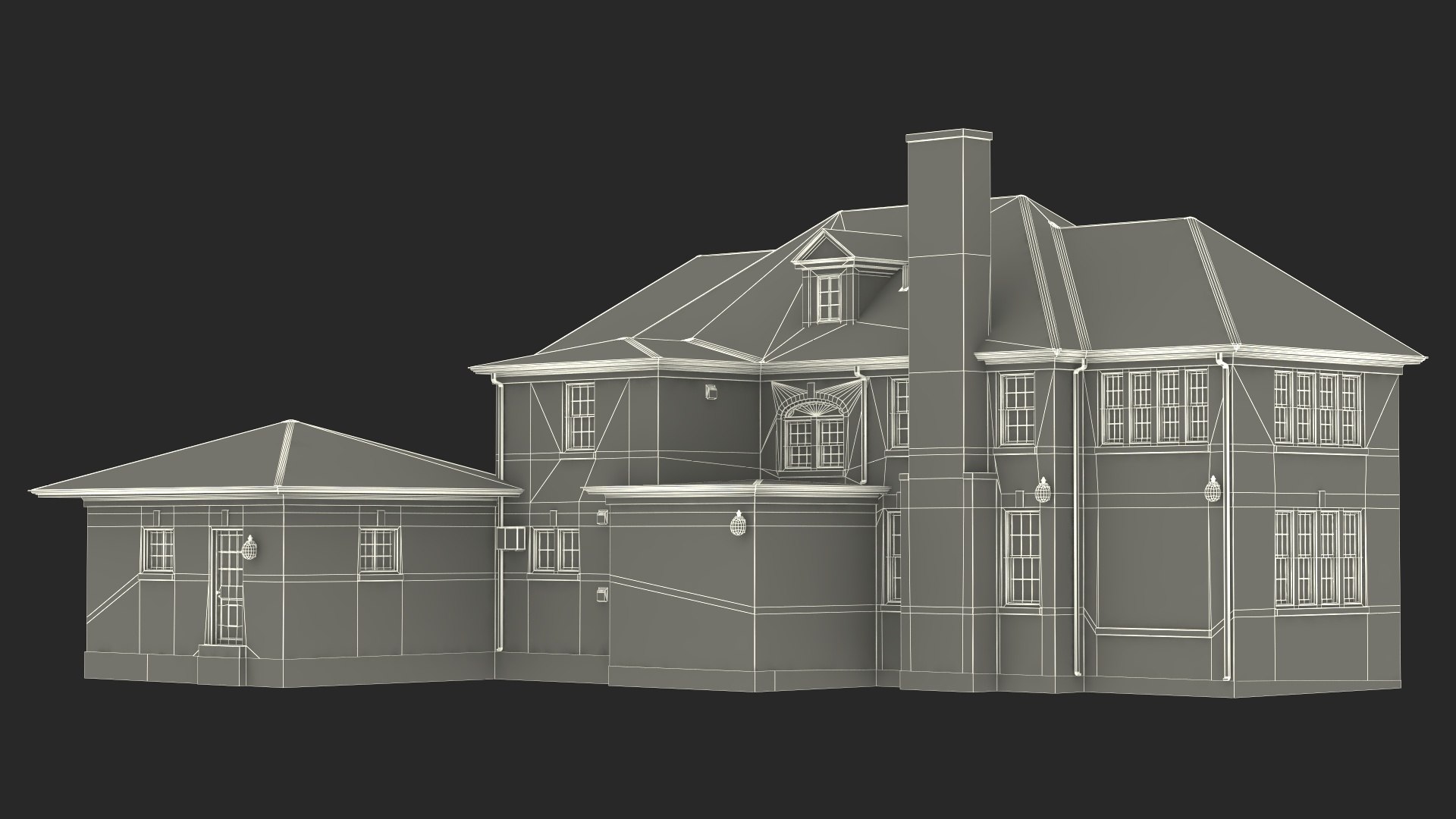 3D Model Home Alone Brick Colonial House - TurboSquid 2391462