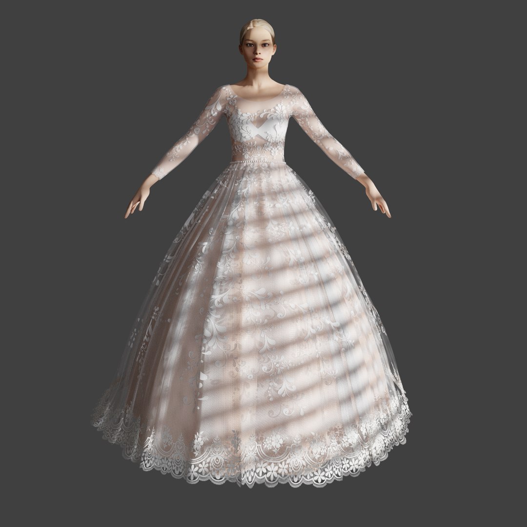 3D Wedding Dress V1 Model - TurboSquid 1862242