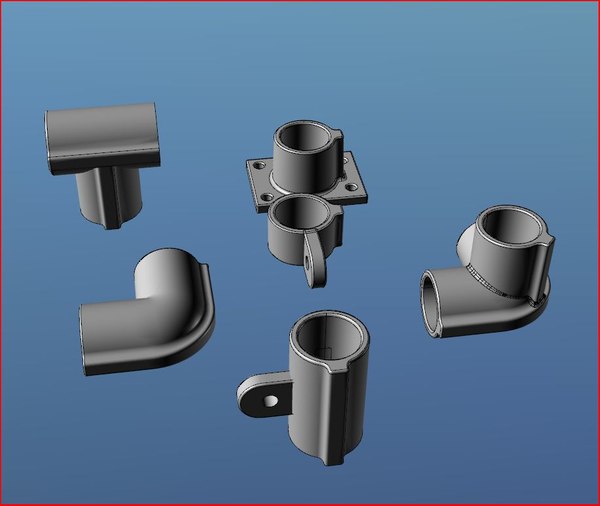 tube fittings pipe angles 3d model