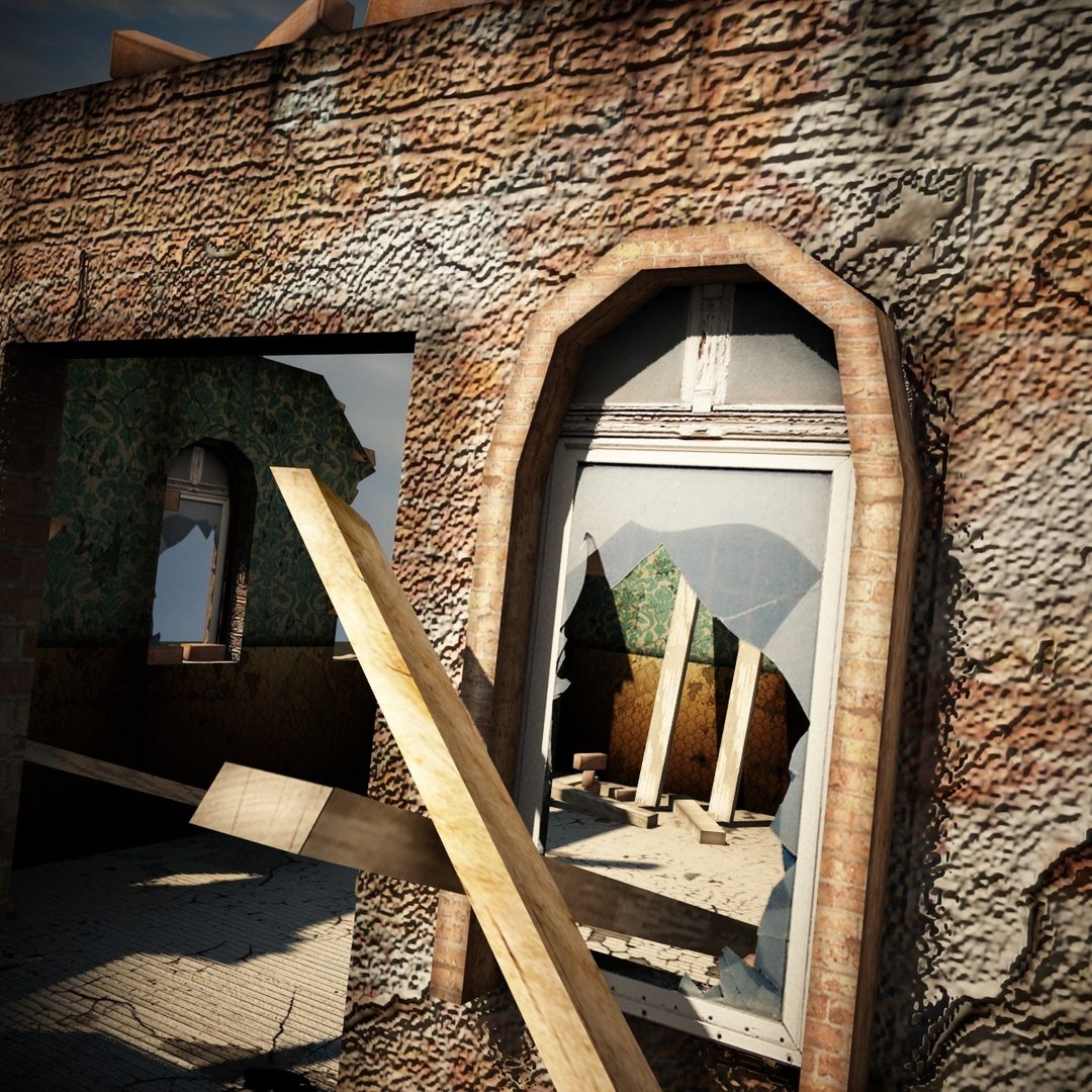 destroyed houses games 4 3d model