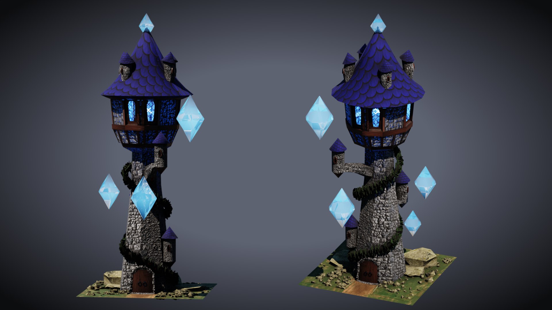 Free Stone Magic Tower With Crystals 3D Model - TurboSquid 2151876