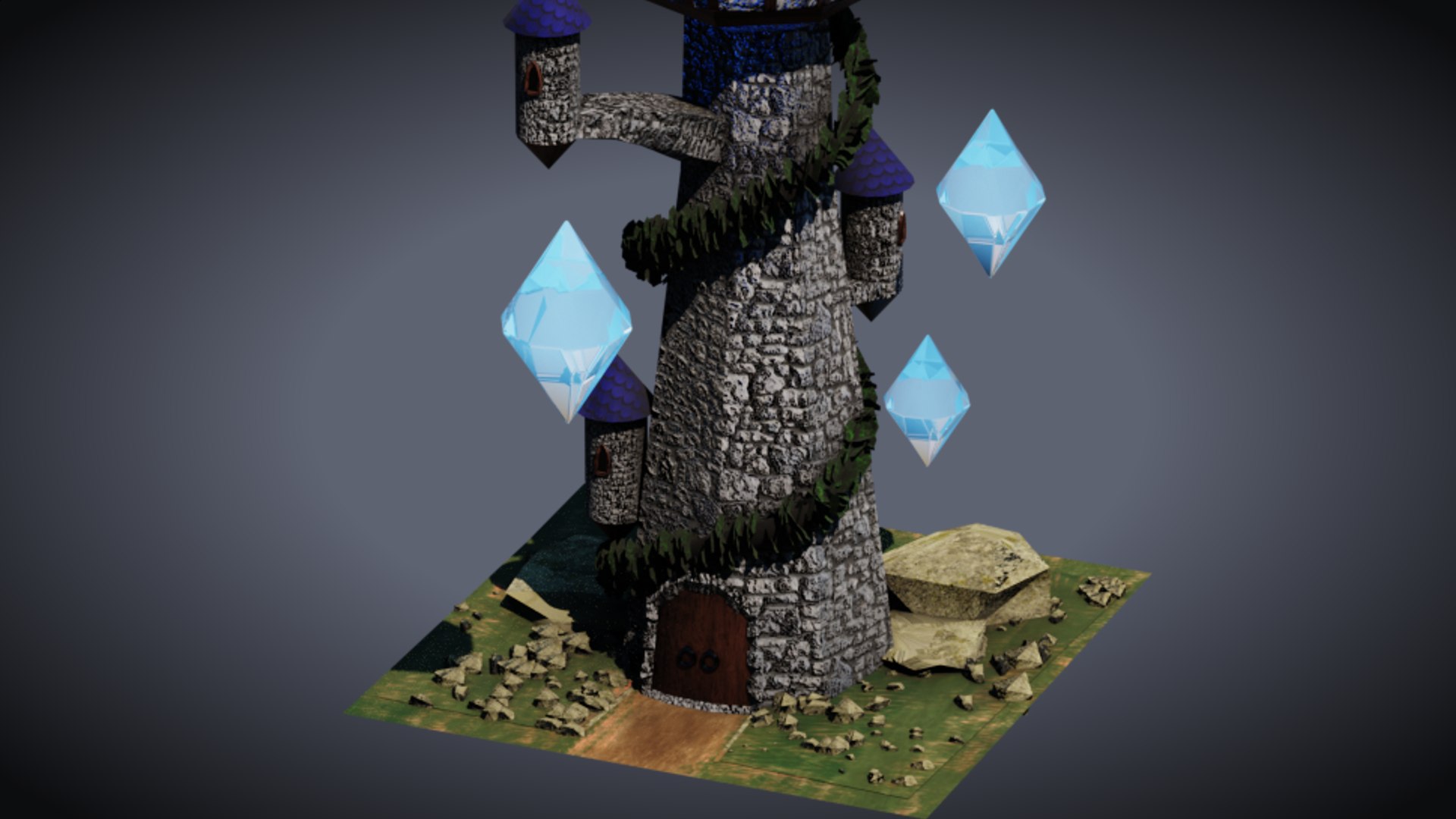 Free Stone Magic Tower With Crystals 3D Model - TurboSquid 2151876