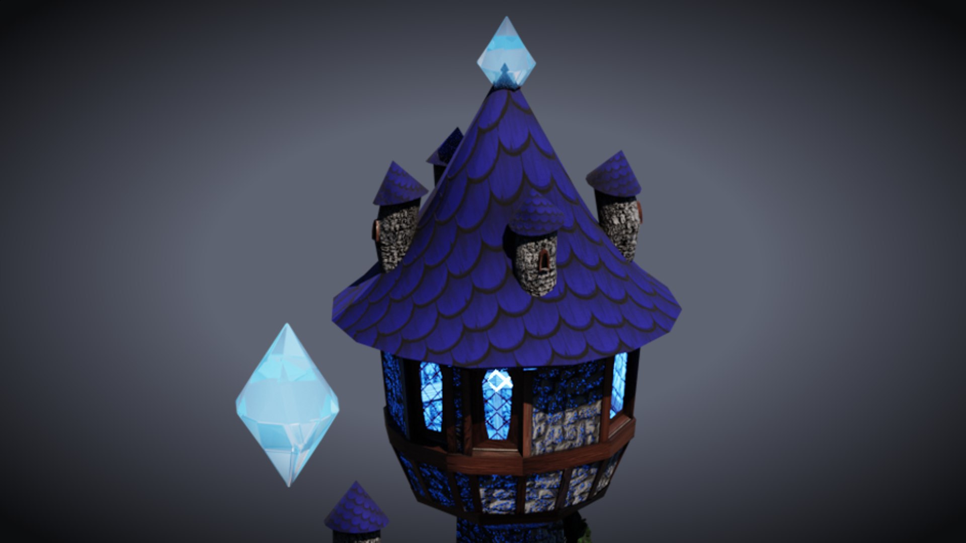 Free Stone Magic Tower With Crystals 3D Model - TurboSquid 2151876